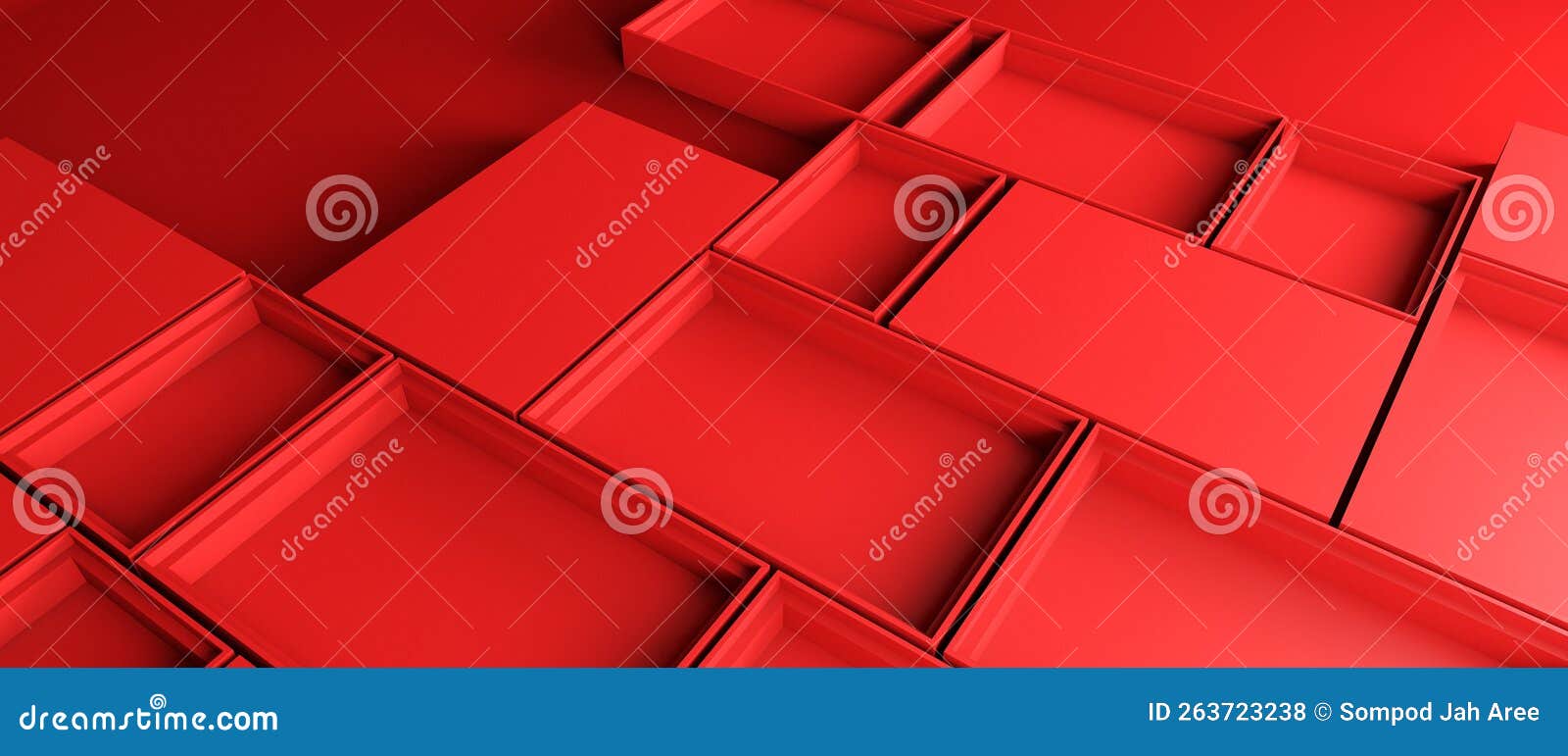 3D Rendering Background Illustration. Abstract Geometric Red Conceptual ...