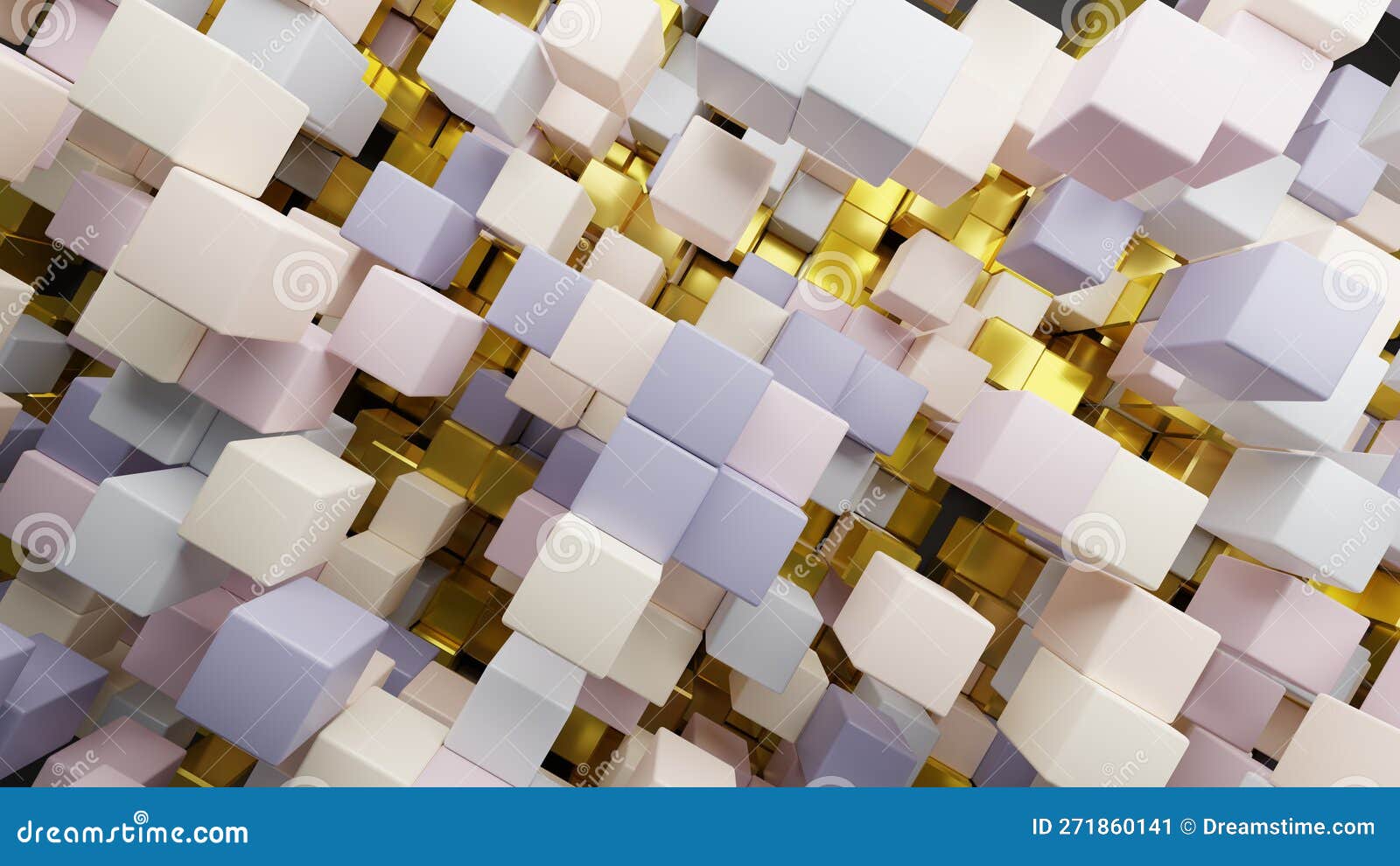 3D Rendering Background of Light-colored and Golden Random Shuffled ...