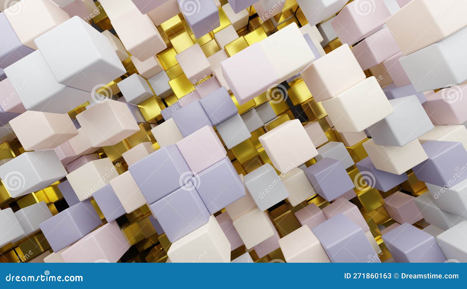 3D Rendering Background of Light-colored and Golden Random Shuffled ...
