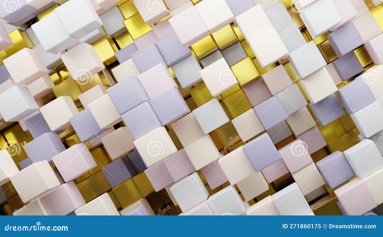 3D Rendering Background of Light-colored and Golden Random Shuffled ...