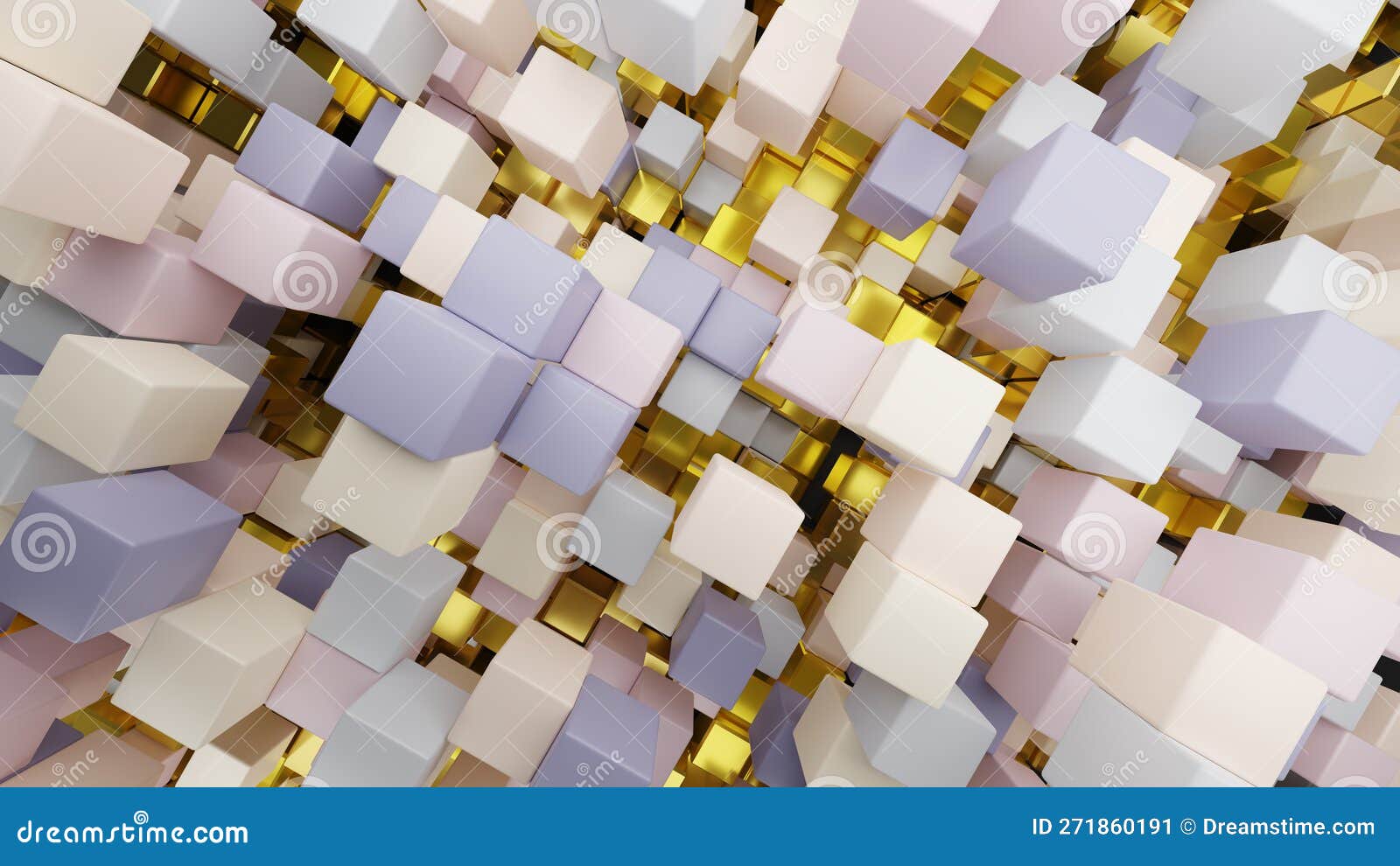 3D Rendering Background of Light-colored and Golden Random Shuffled ...