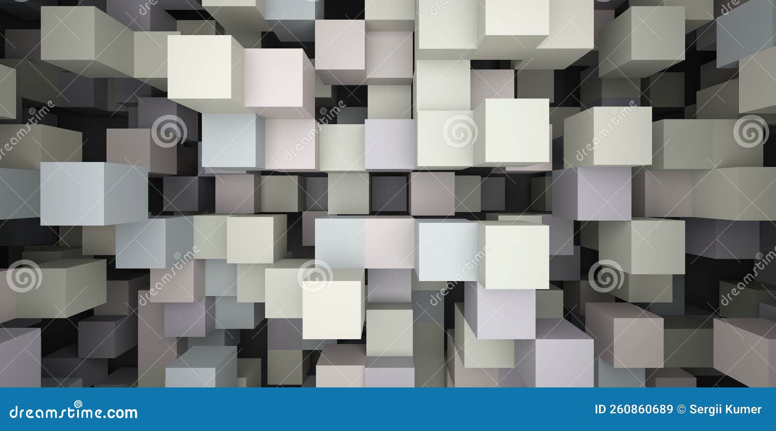 3D Rendering Background of Light-colored Random Shuffled Cubes in Space ...