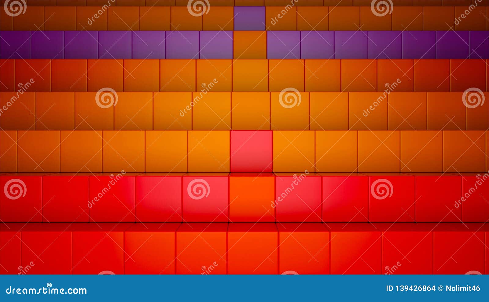 3d Render Background with Many Rows of Bright Colorful Cubes, Computer ...