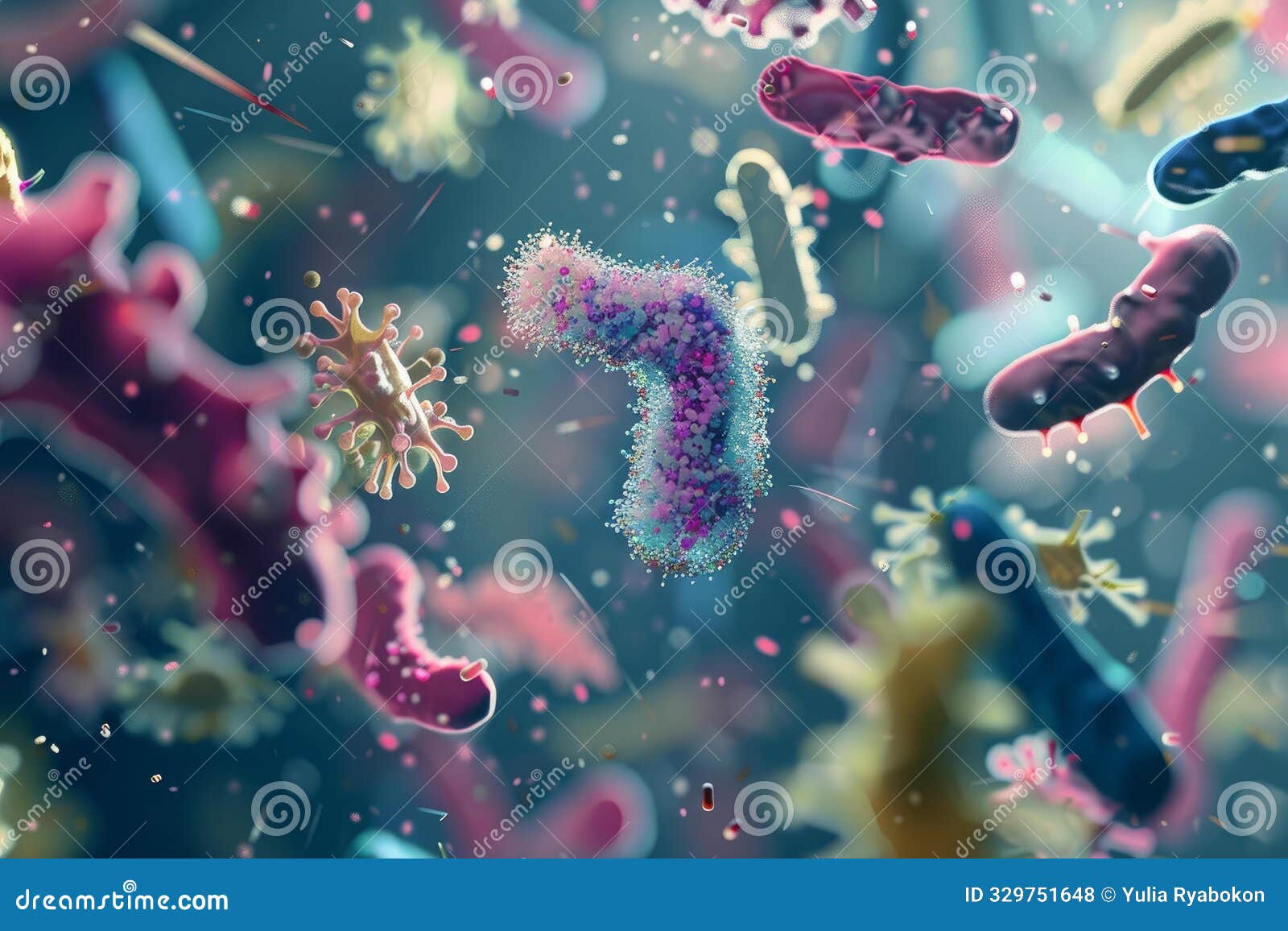 3d Rendering of Bacteria and Viruses Floating in a Body Stock ...