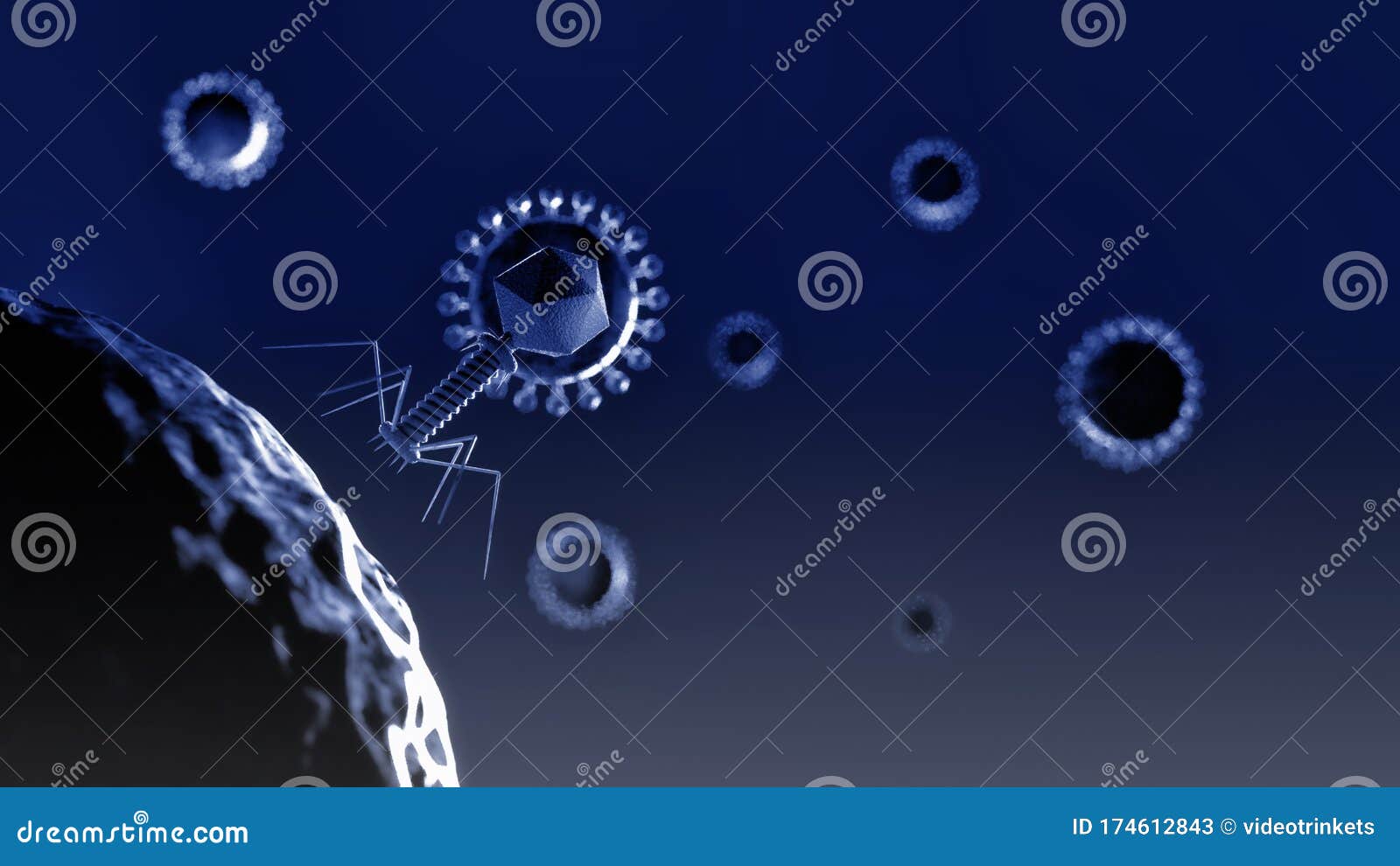 3D Rendering Bacteriophage Flu Virus Micro Organism Cell Under ...
