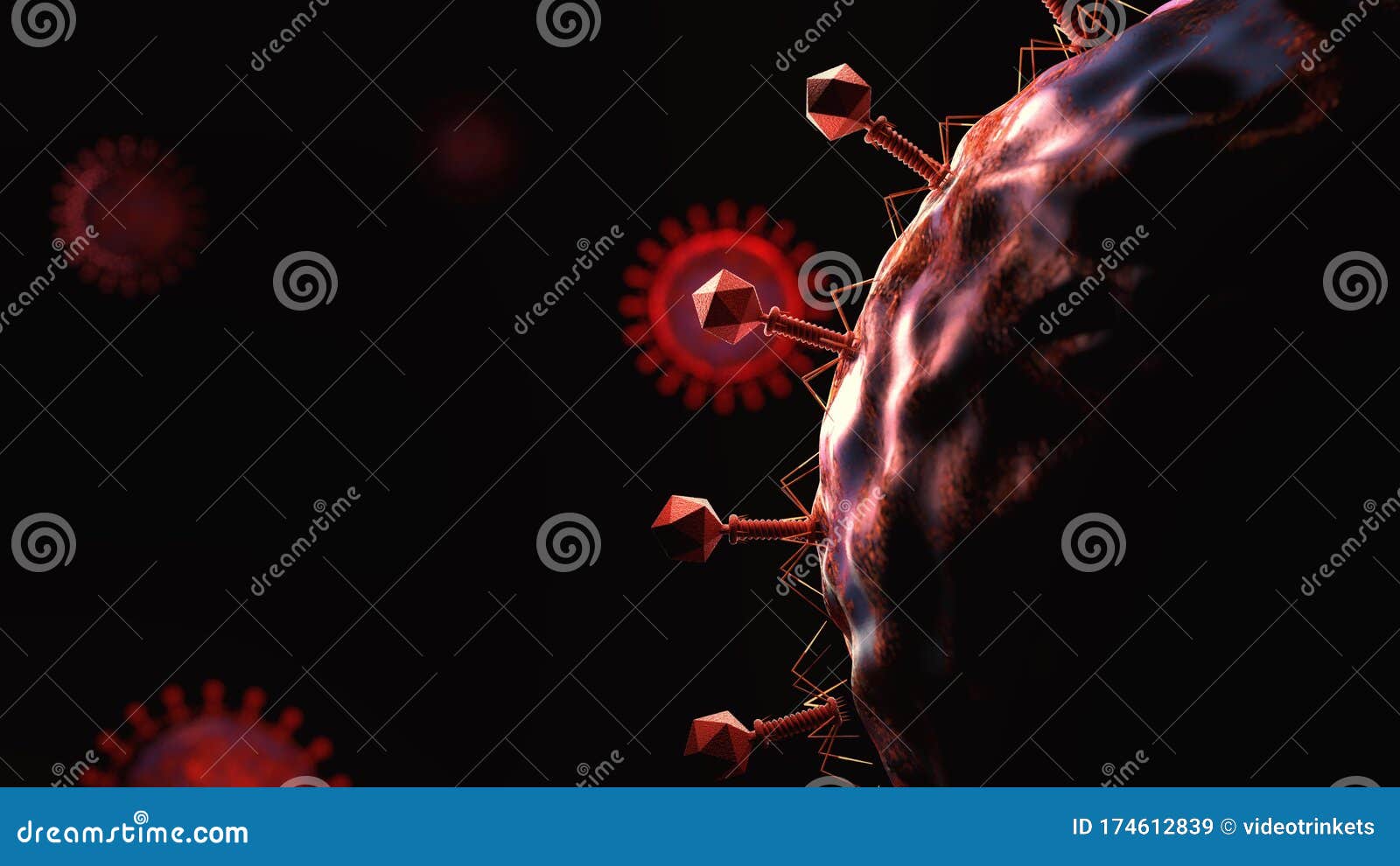 3D Rendering Bacteriophage Flu Virus Micro Organism Cell Under ...