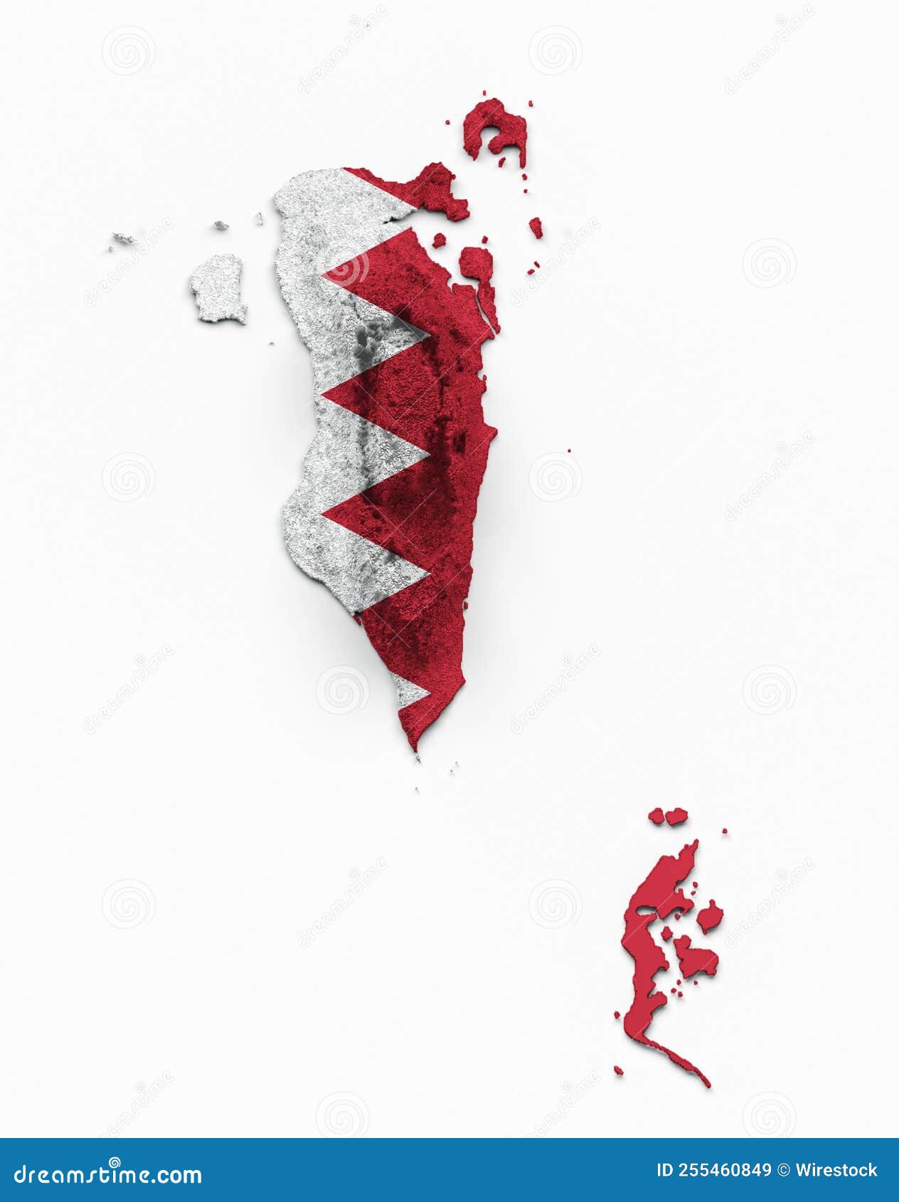 3d Rendering of the Bahrain Map with Flag Colors Isolated on White ...
