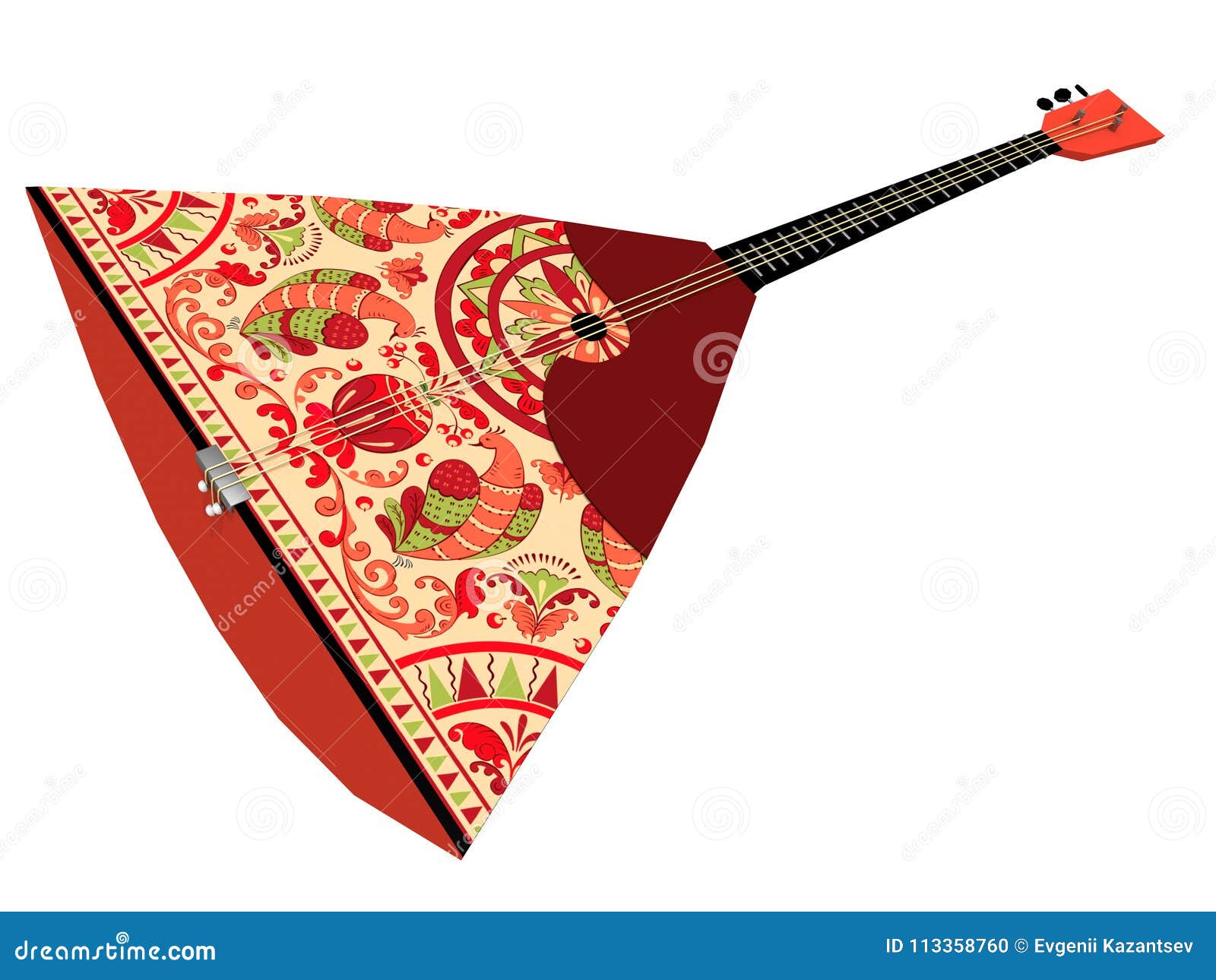 3d Rendering Balalaika. Russian Folk Stringed Musical Instrument Stock ...