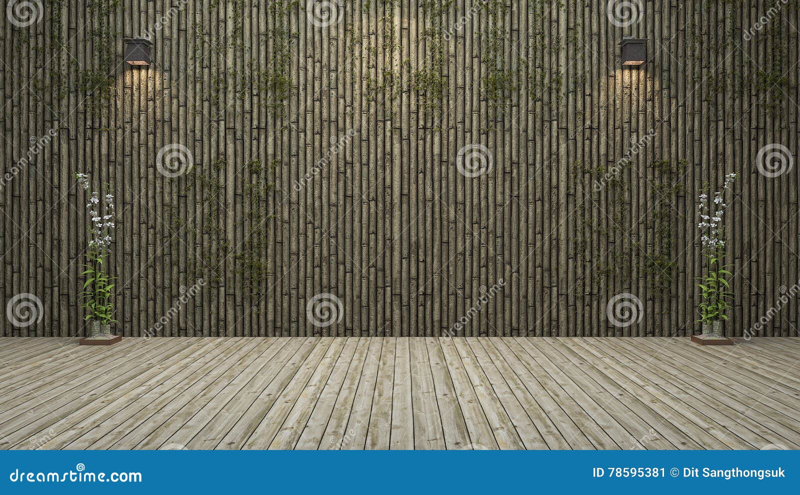 3d Rendering Bamboo Wall Room with Natural Decoration Stock ...