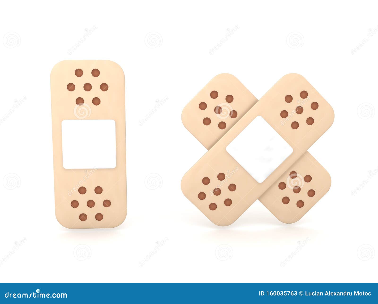 3D Rendering of Band-aid and Double Band-aid Stock Illustration ...
