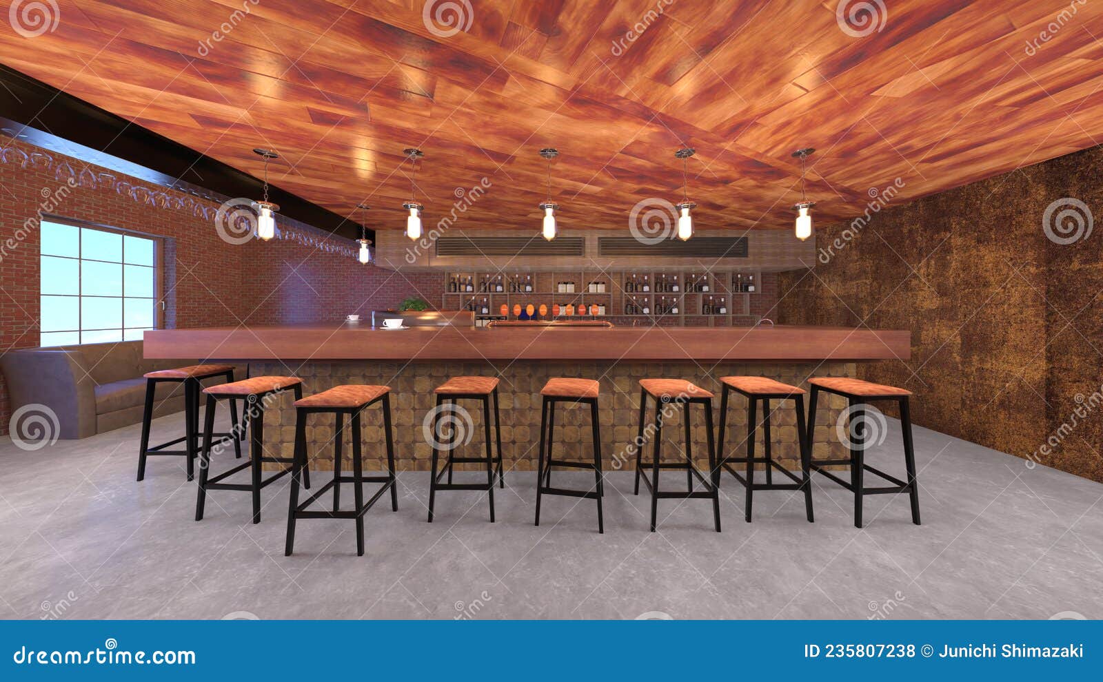 3D rendering of the bar stock illustration. Illustration of friends ...