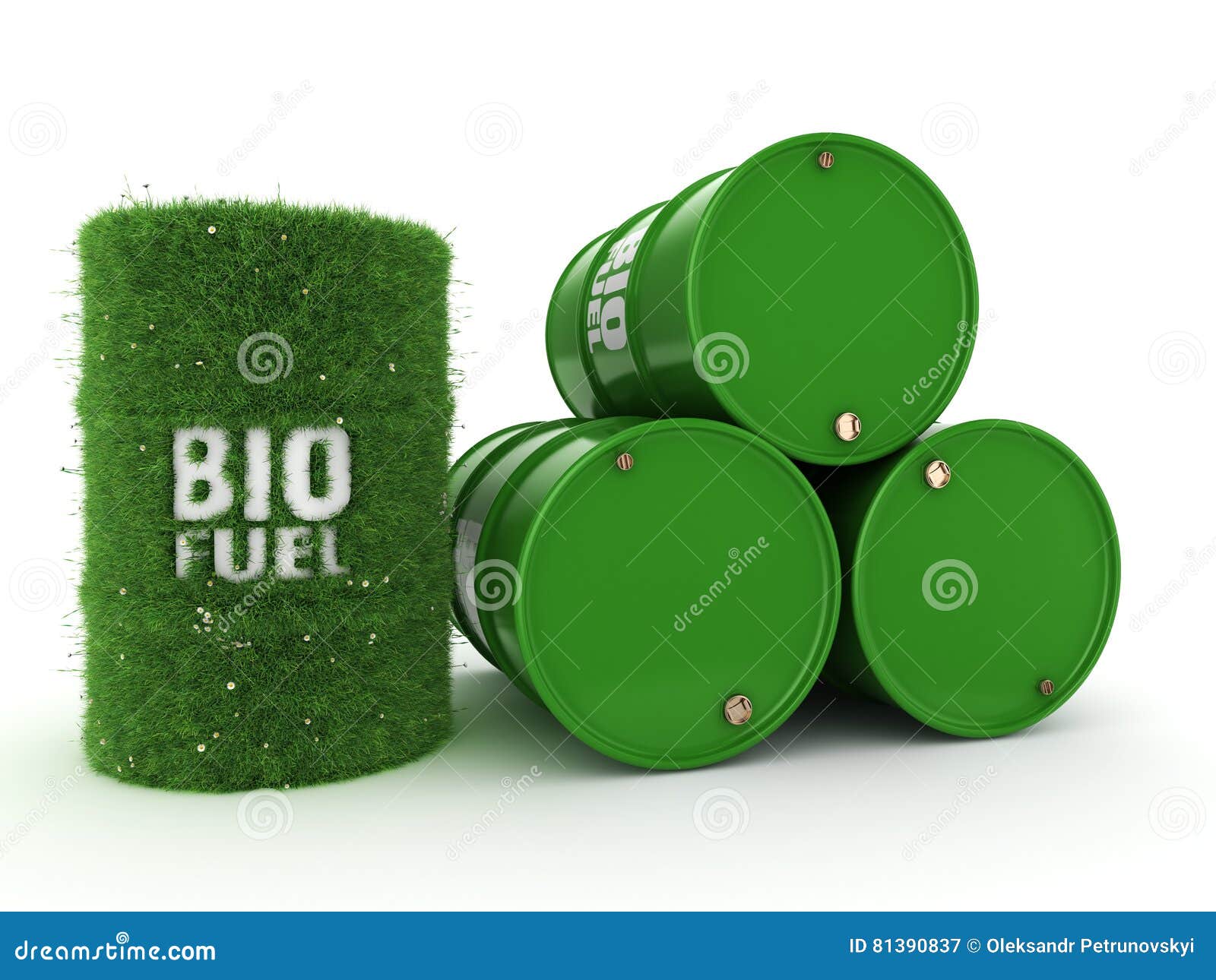 3D Rendering Barrels of Biofuels Stock Illustration - Illustration of ...