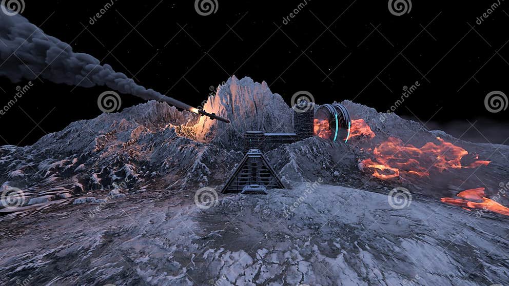 3D Rendering of the Base Under Attack Stock Illustration - Illustration ...