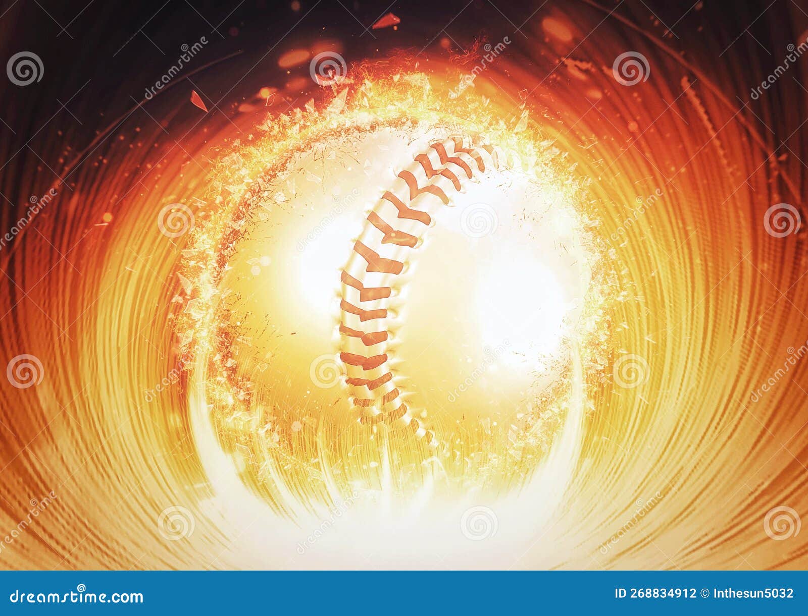 3d Rendering Baseball Ball Background with Composite Explosion and Fire ...