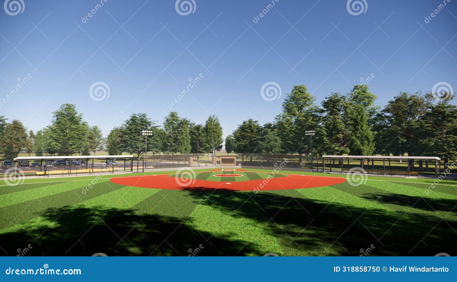 3D Rendering of a Baseball Field in the Middle of the Forest Stock ...