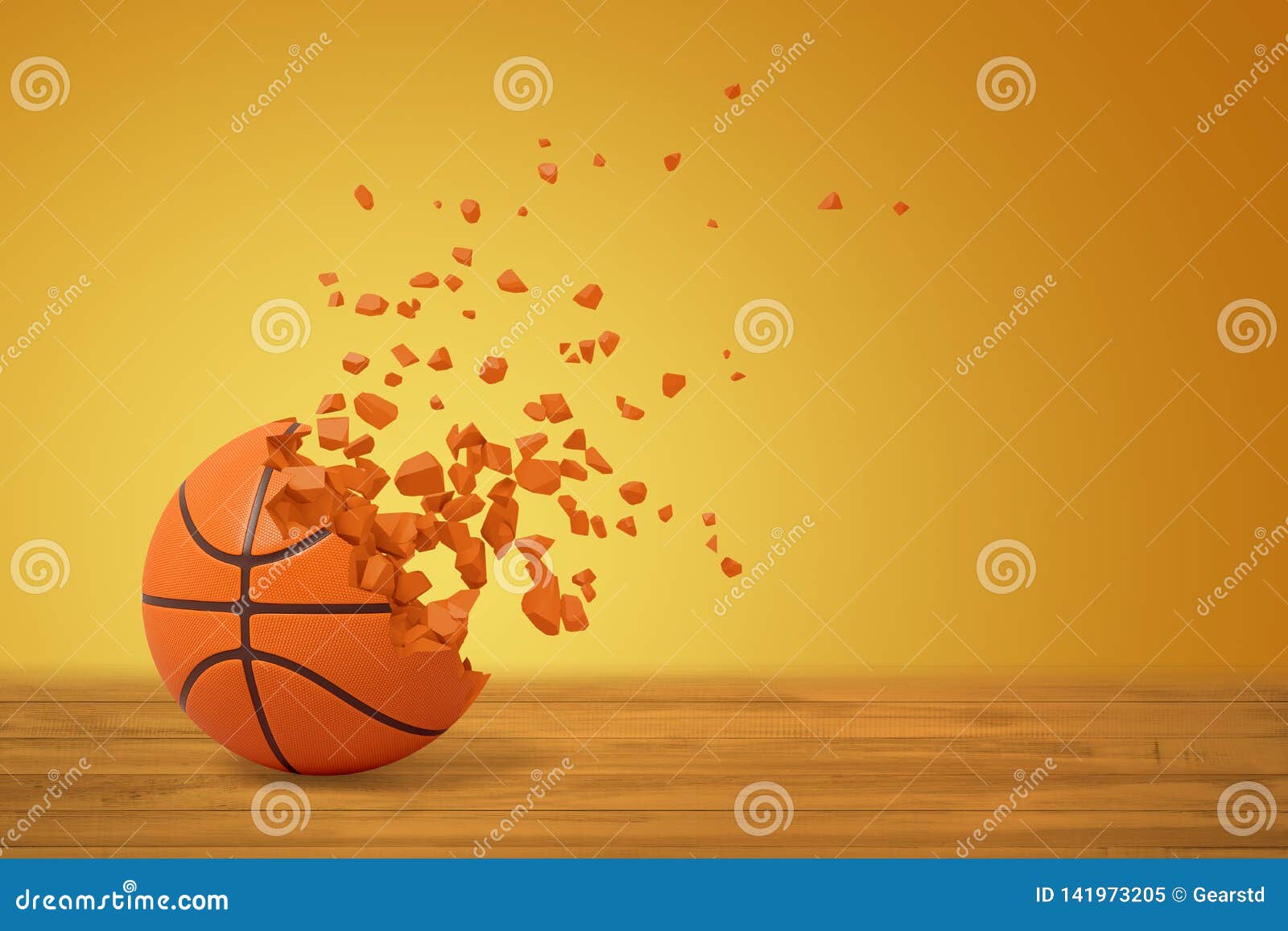 3d Rendering of Basketball Dissolving into Particles on One Side, on ...