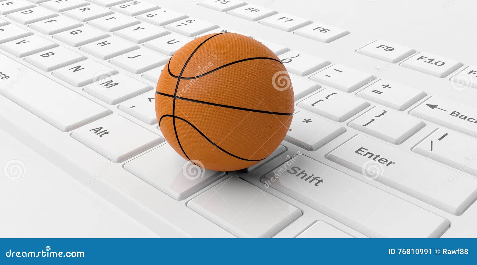 3d Rendering Basketball on a Keyboard Stock Illustration - Illustration ...