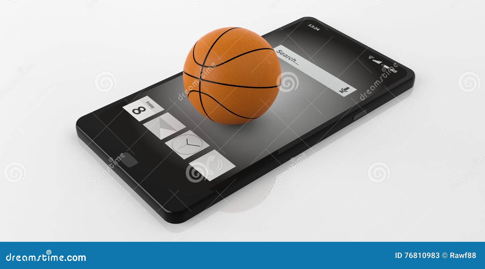 3d Rendering Basketball on a Smartphone Stock Illustration ...