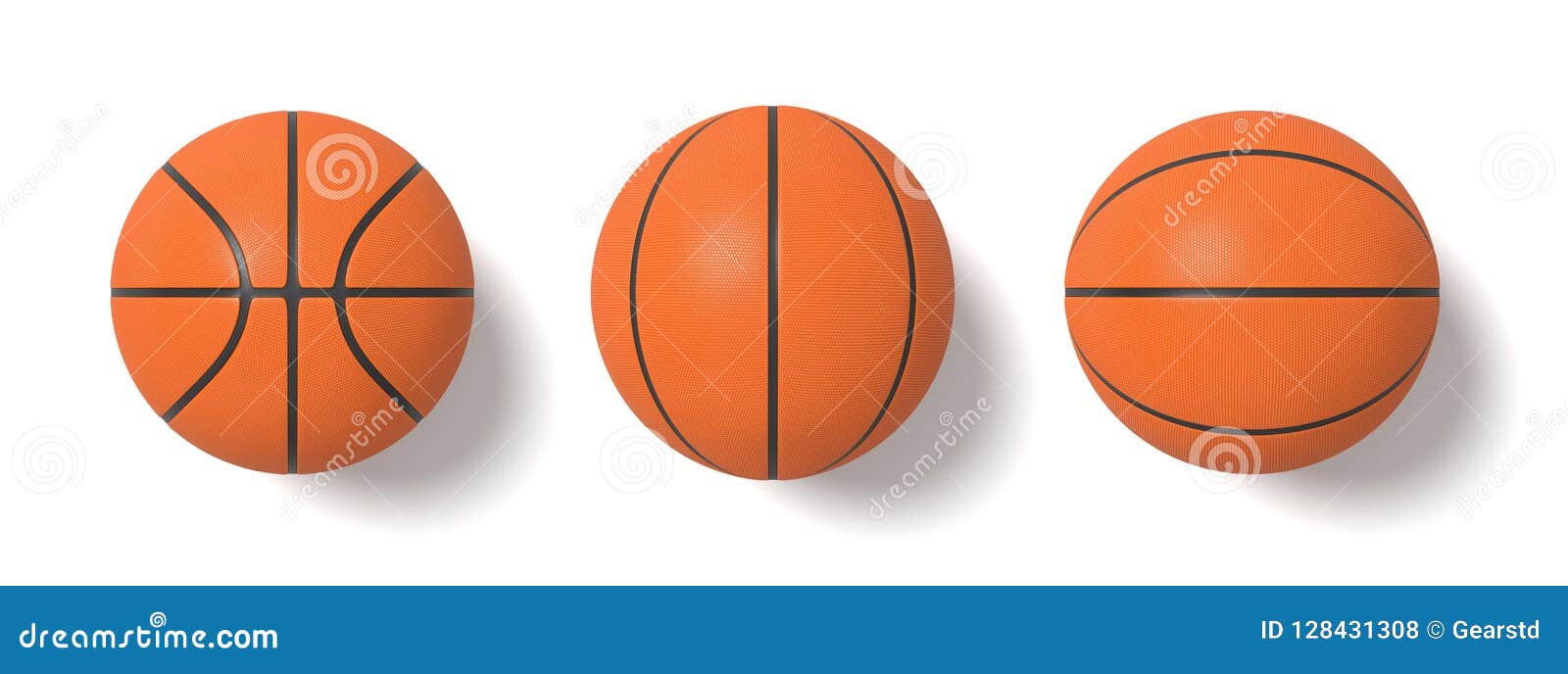 3d Rendering Of Basketballs Shown In Different View Angles On A White ...