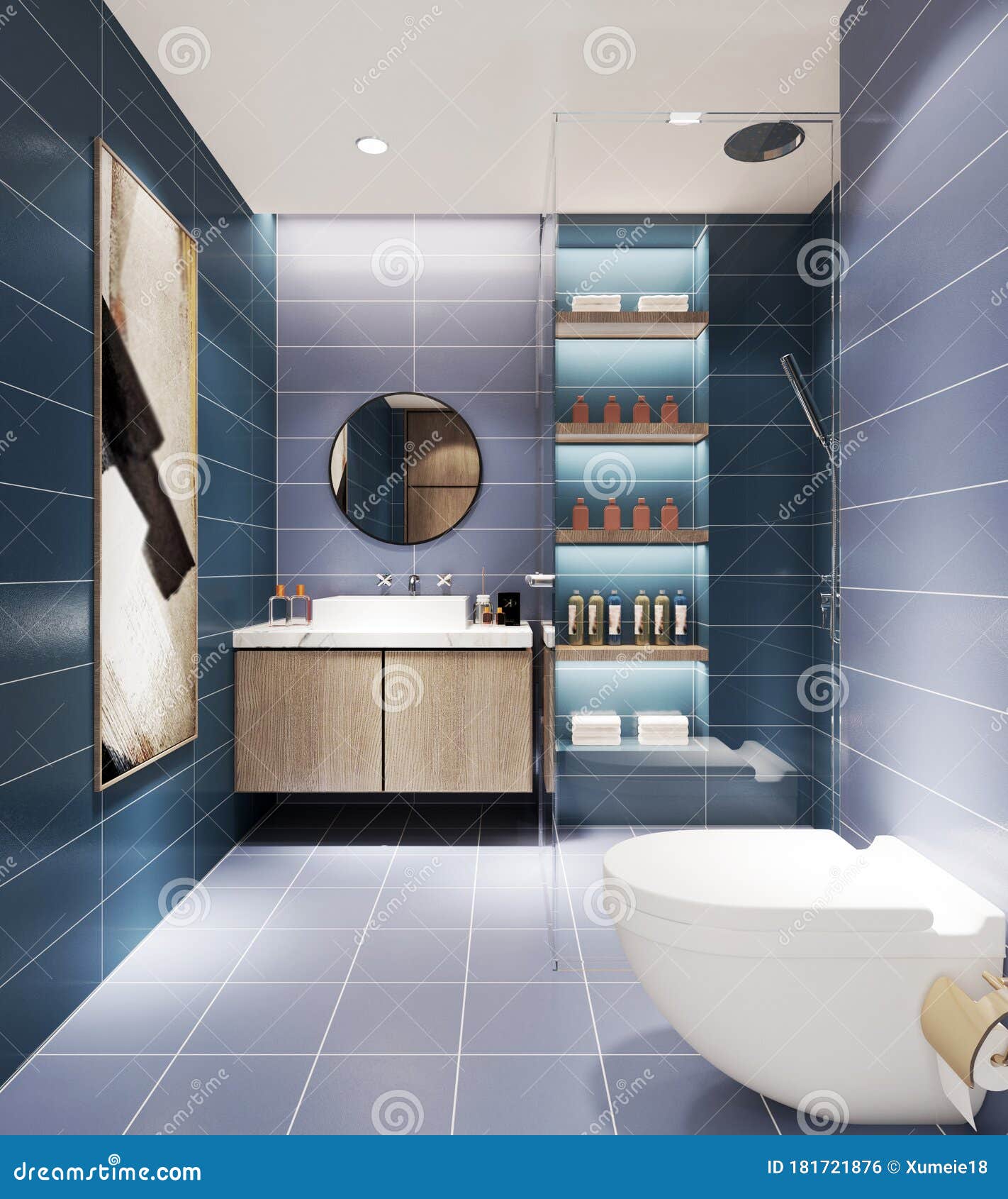 3D Rendering Bathroom Interior Stock Illustration - Illustration of ...