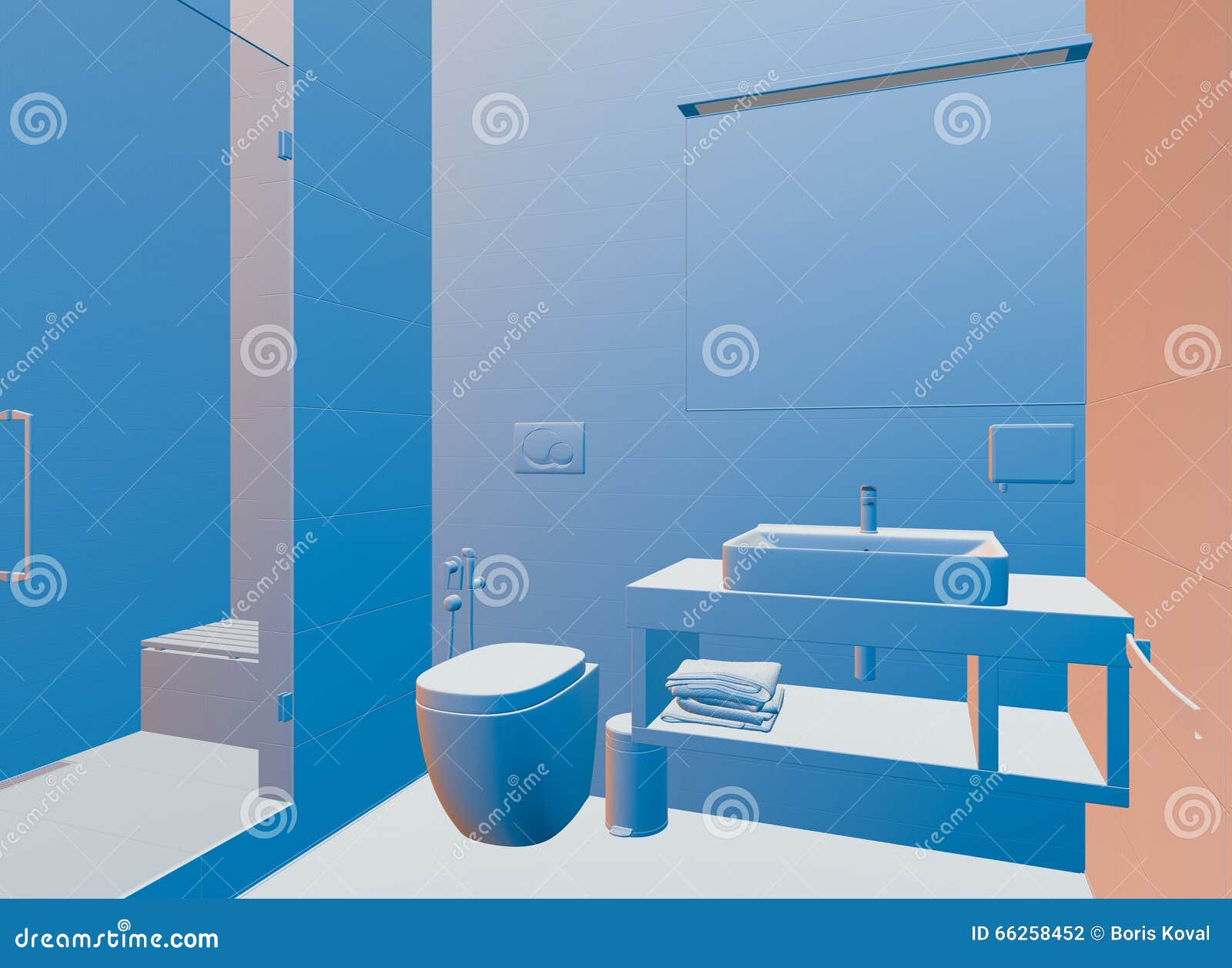 3D rendering of bathroom stock illustration. Illustration of repose ...