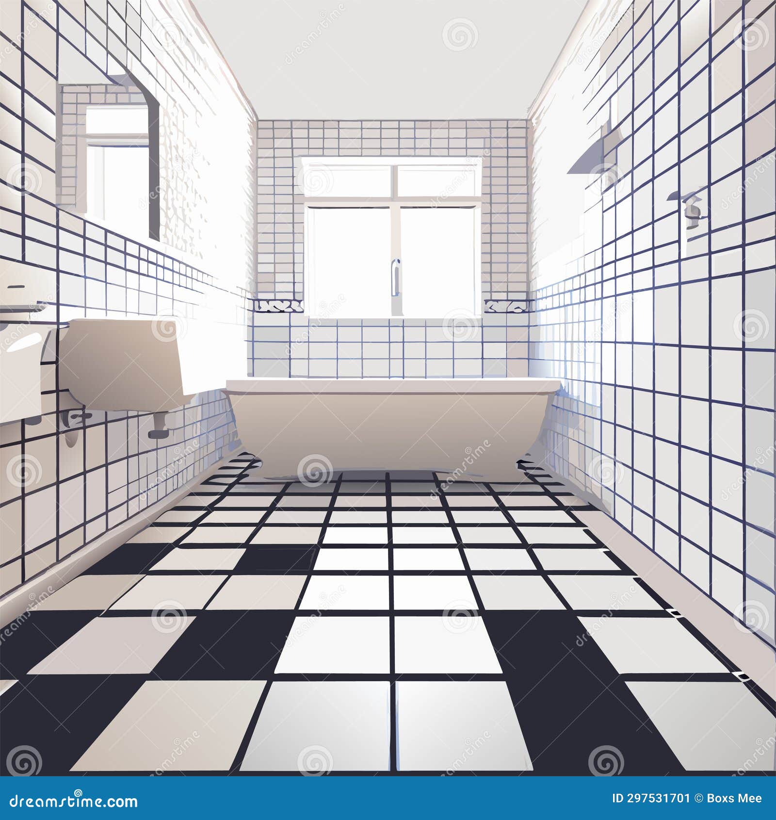 3D Rendering of a Bathroom Interior with a Tile Floor. AI Generated ...