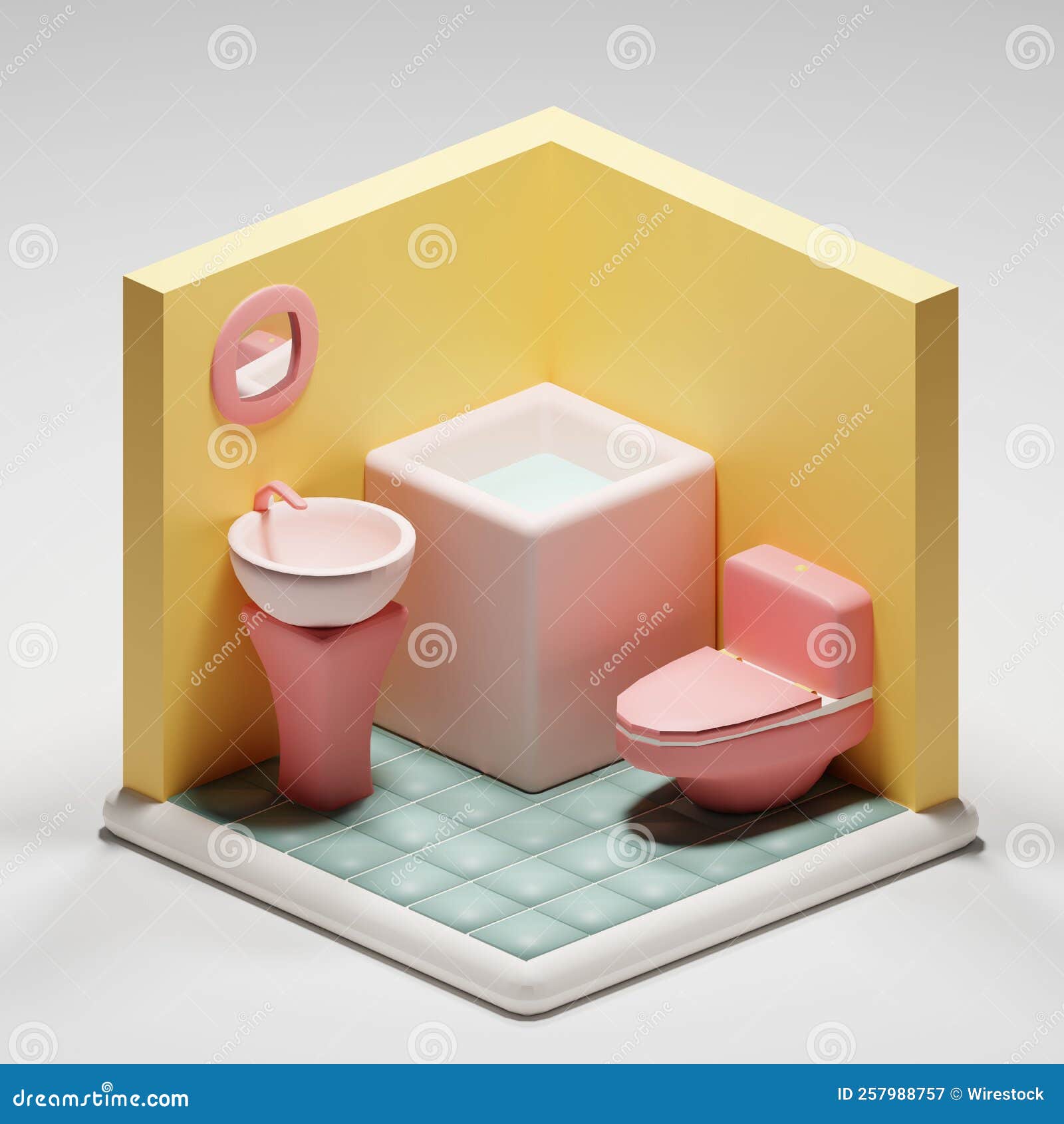 3d Rendering of the Bathroom Layout Stock Illustration - Illustration ...