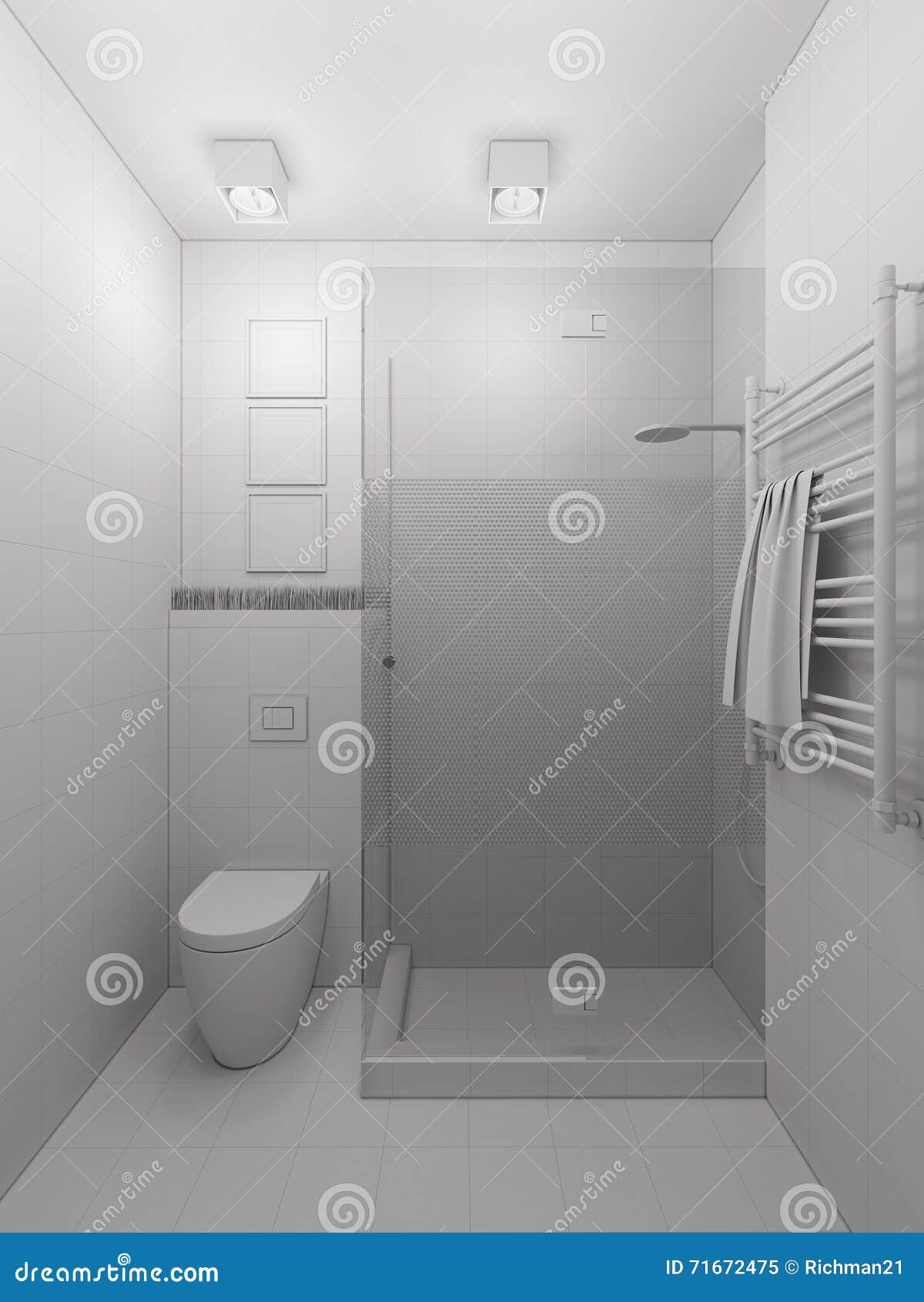 3D Rendering of a Bathroom in a Modern Style. Stock Illustration ...