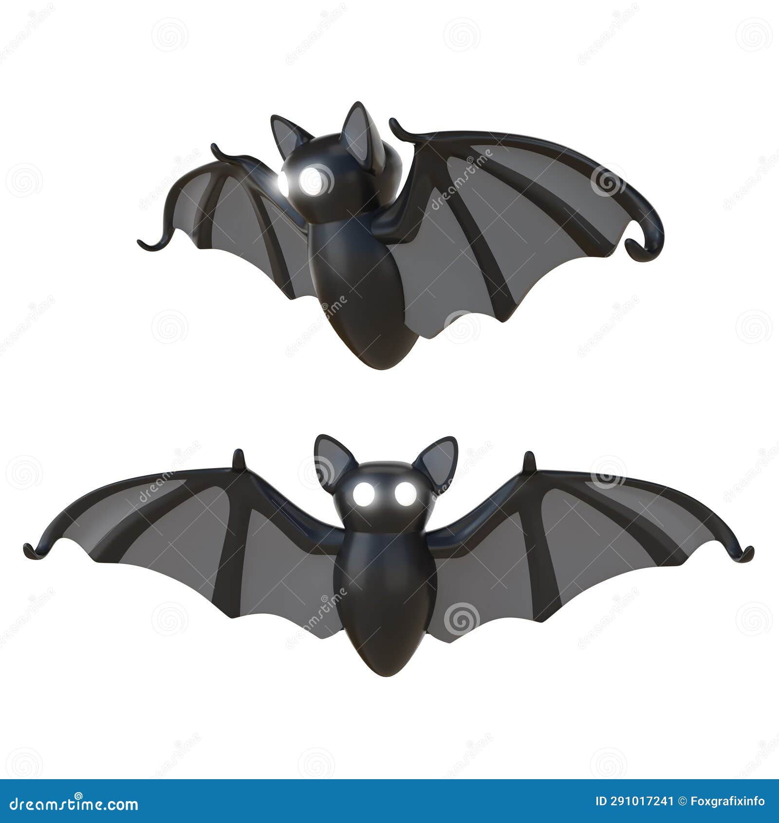 3D Rendering Bats Front and Frontside View Isolated on White Background ...