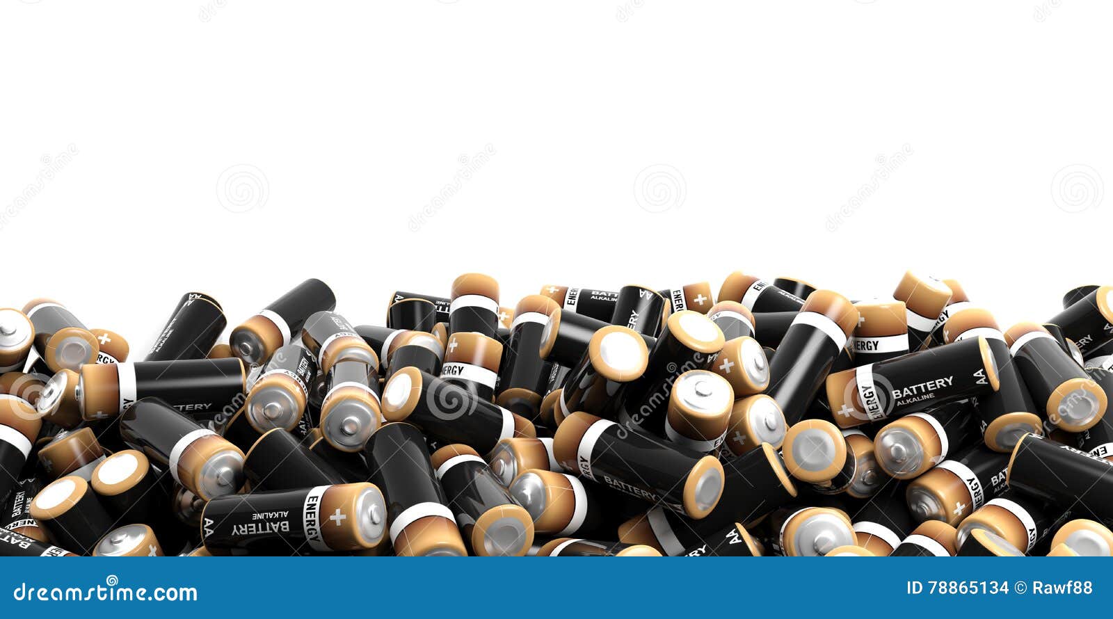 3d Rendering Batteries Stack on White Background Stock Illustration ...