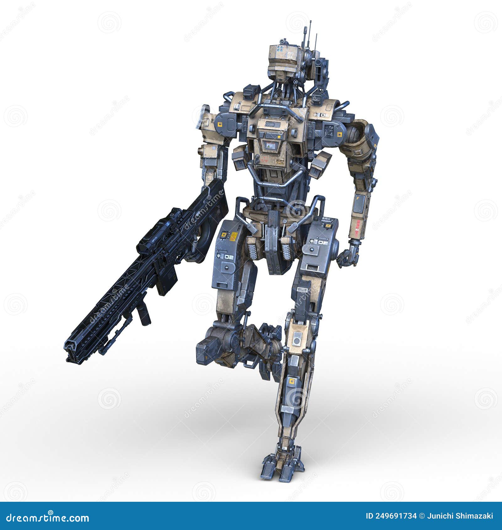 3D Rendering of a Battle Robot Stock Illustration - Illustration of ...