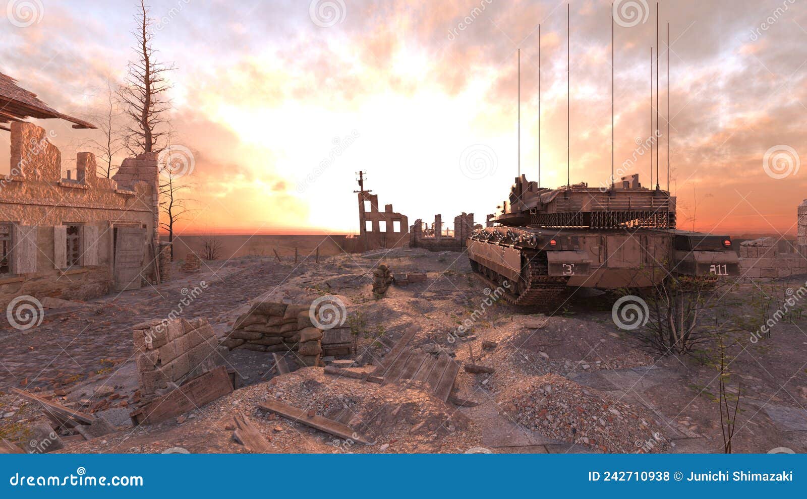 3D Rendering of the Battlefield Stock Illustration - Illustration of ...