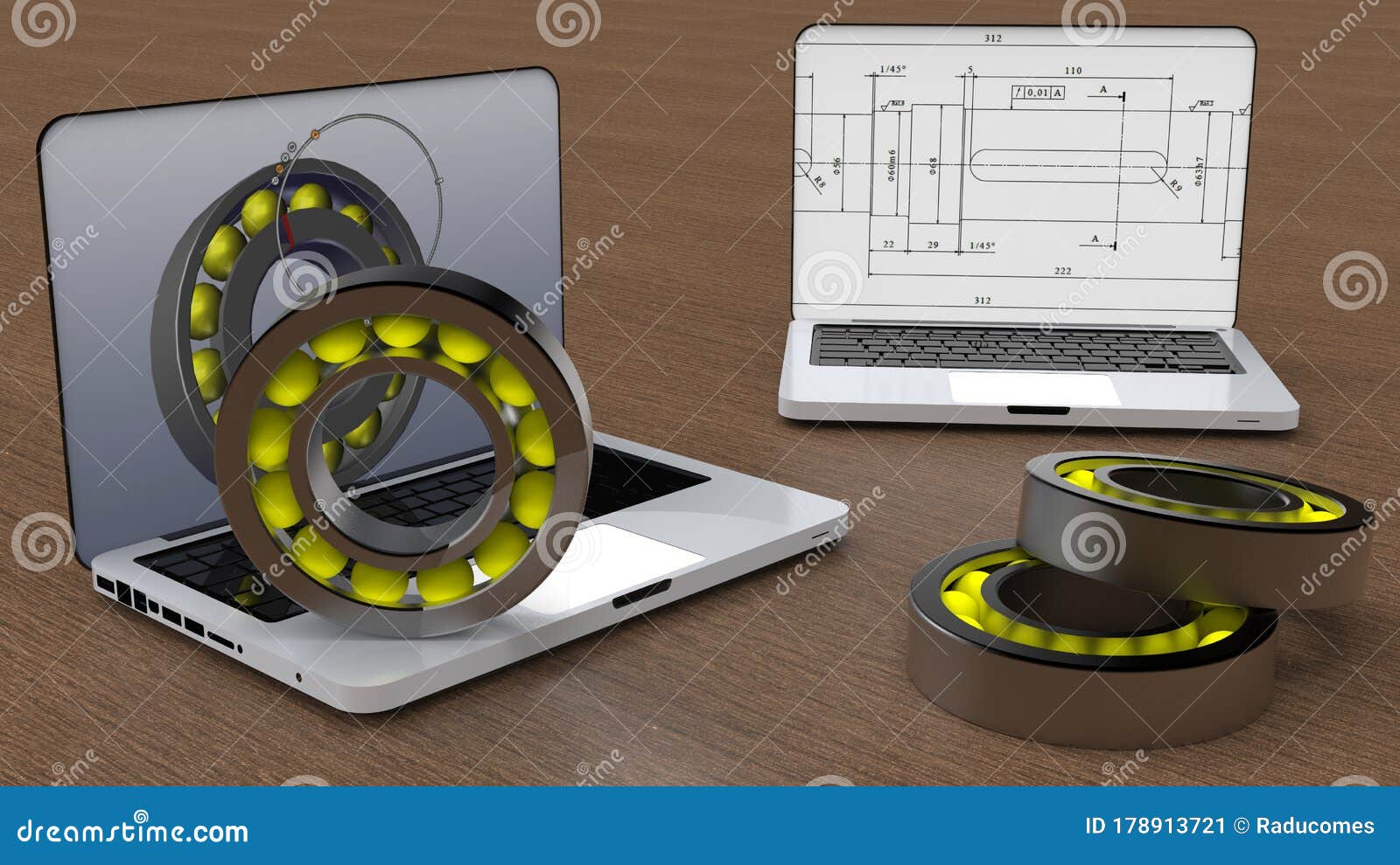3D Rendering - Bearing Mechanical Engineering Design Stock Illustration ...