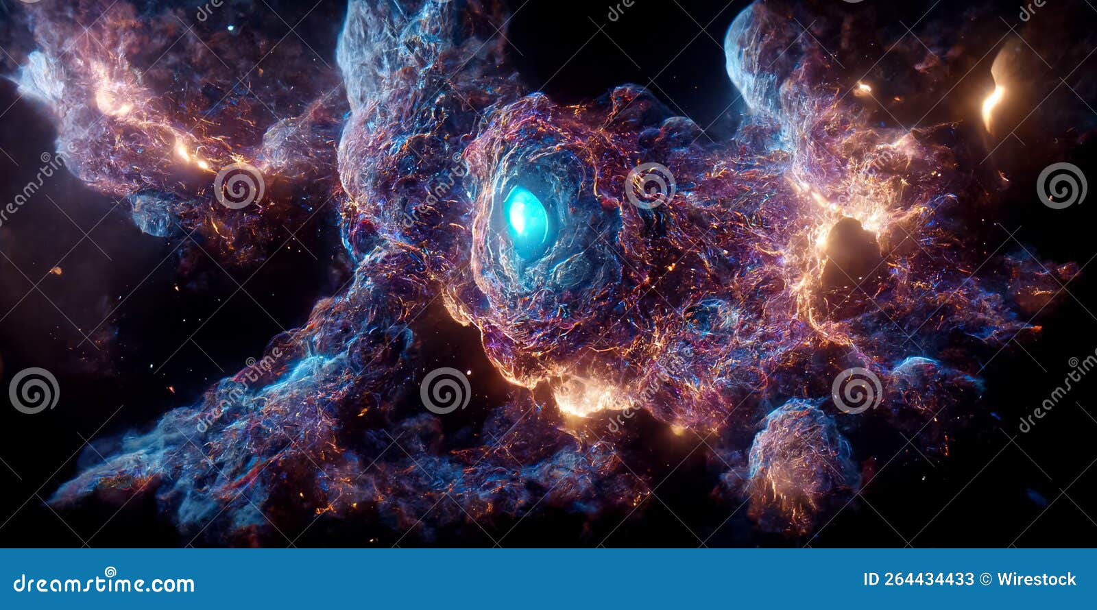 3D Rendering of Beautiful Nebula and Galaxies in Space Stock ...
