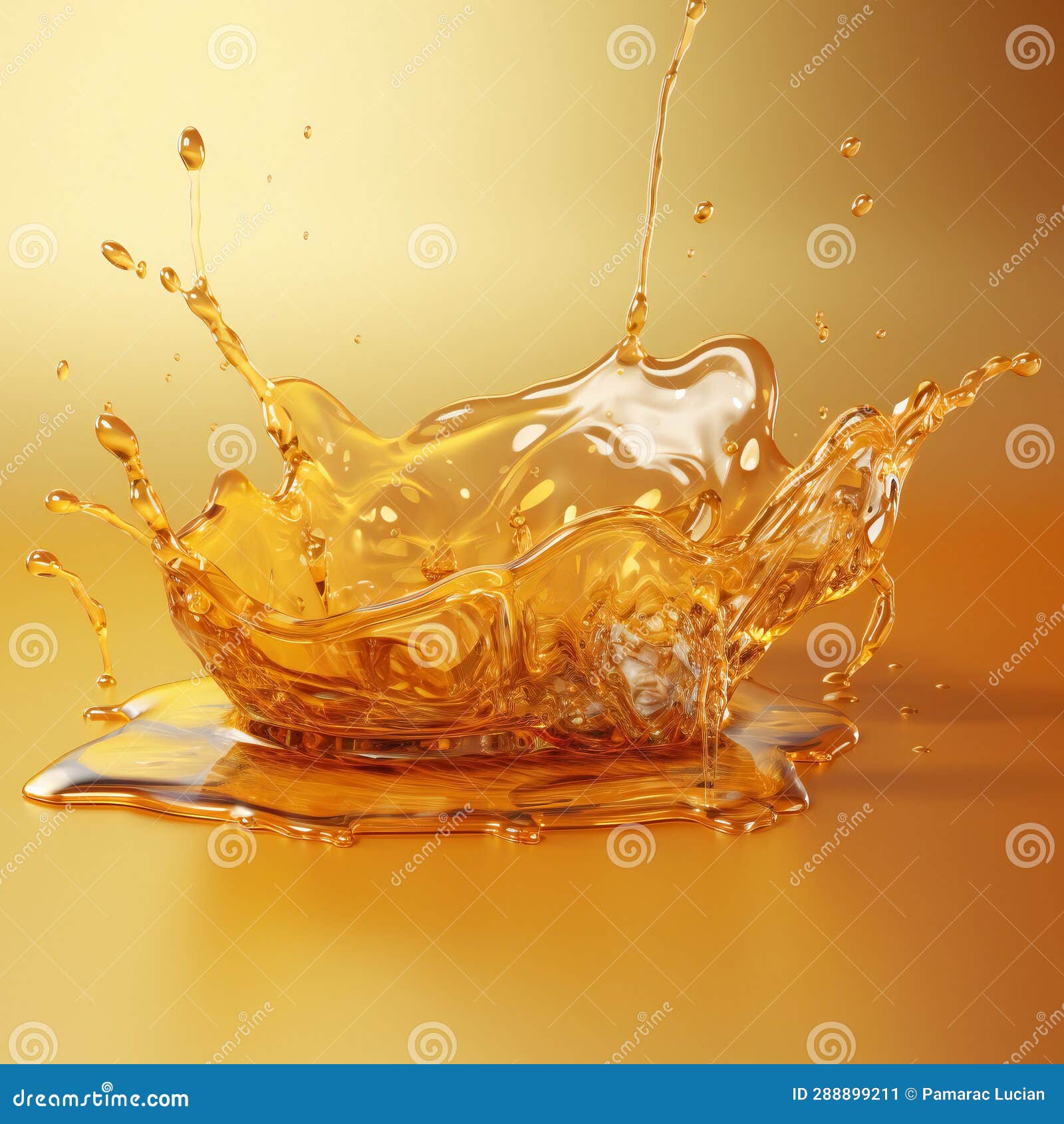 3d Rendering of a Beautiful Orange Liquid Splash Isolated on Yellow ...
