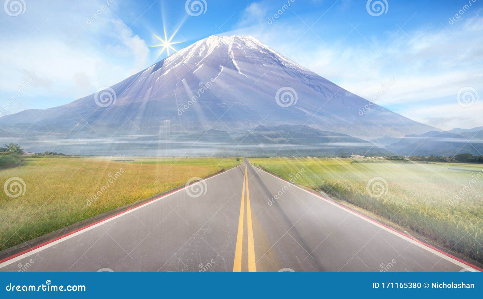 3d Rendering of Beautiful Road To the Mountaion with Nice Light Stock ...