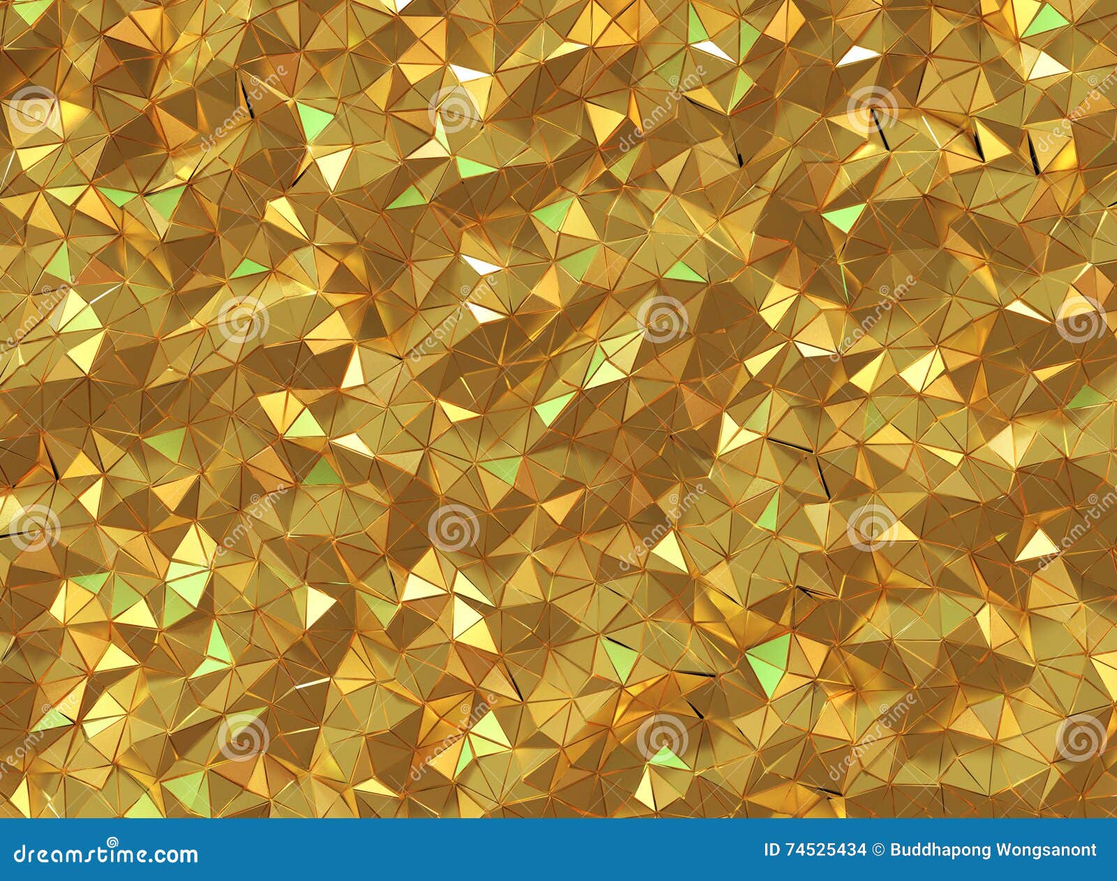3D Rendering Beautiful Shiny Golden Triangle Geometry. Stock ...
