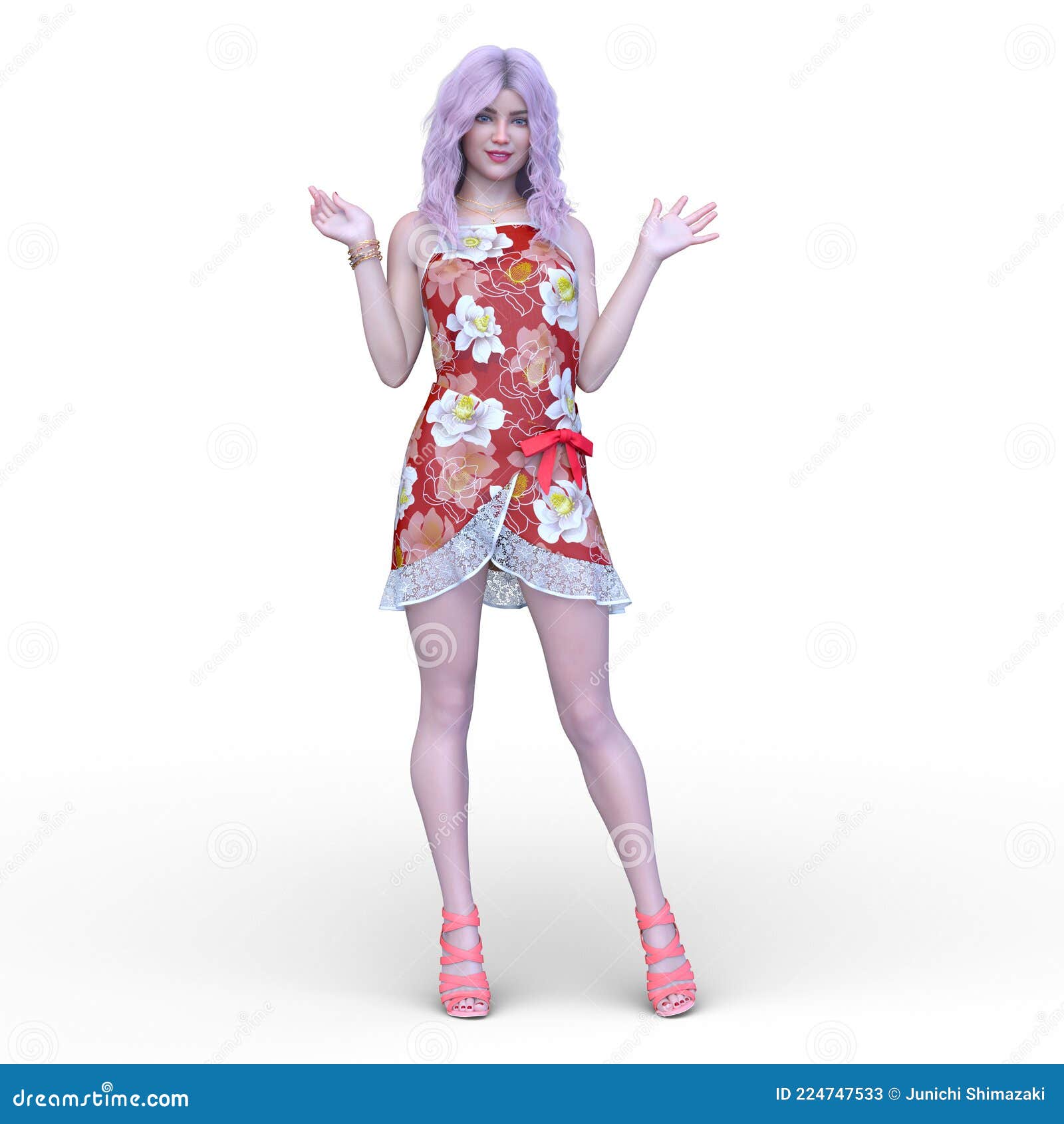 3D Rendering of Beautiful Woman Stock Illustration - Illustration of ...