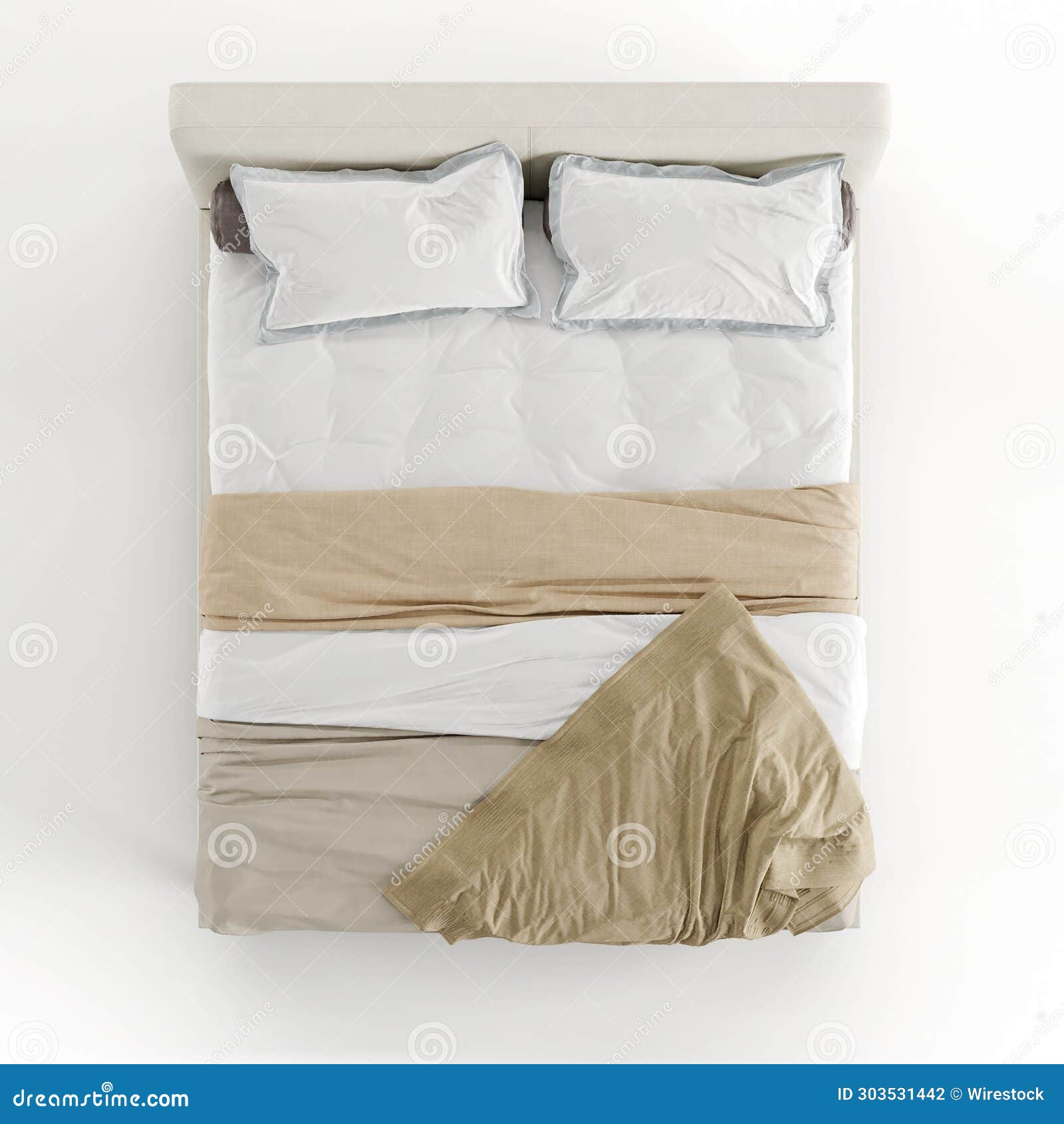 3D Rendering of a Bed Against a White Background, Illuminated by Studio ...