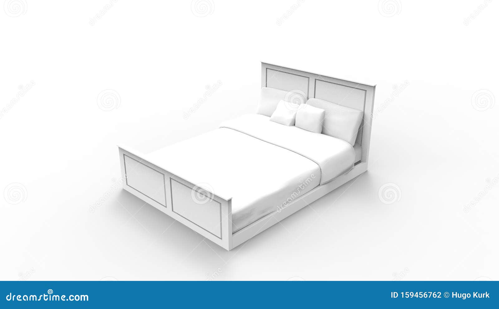 3d Rendering of a Bed Isolated in White Studio Background Stock ...