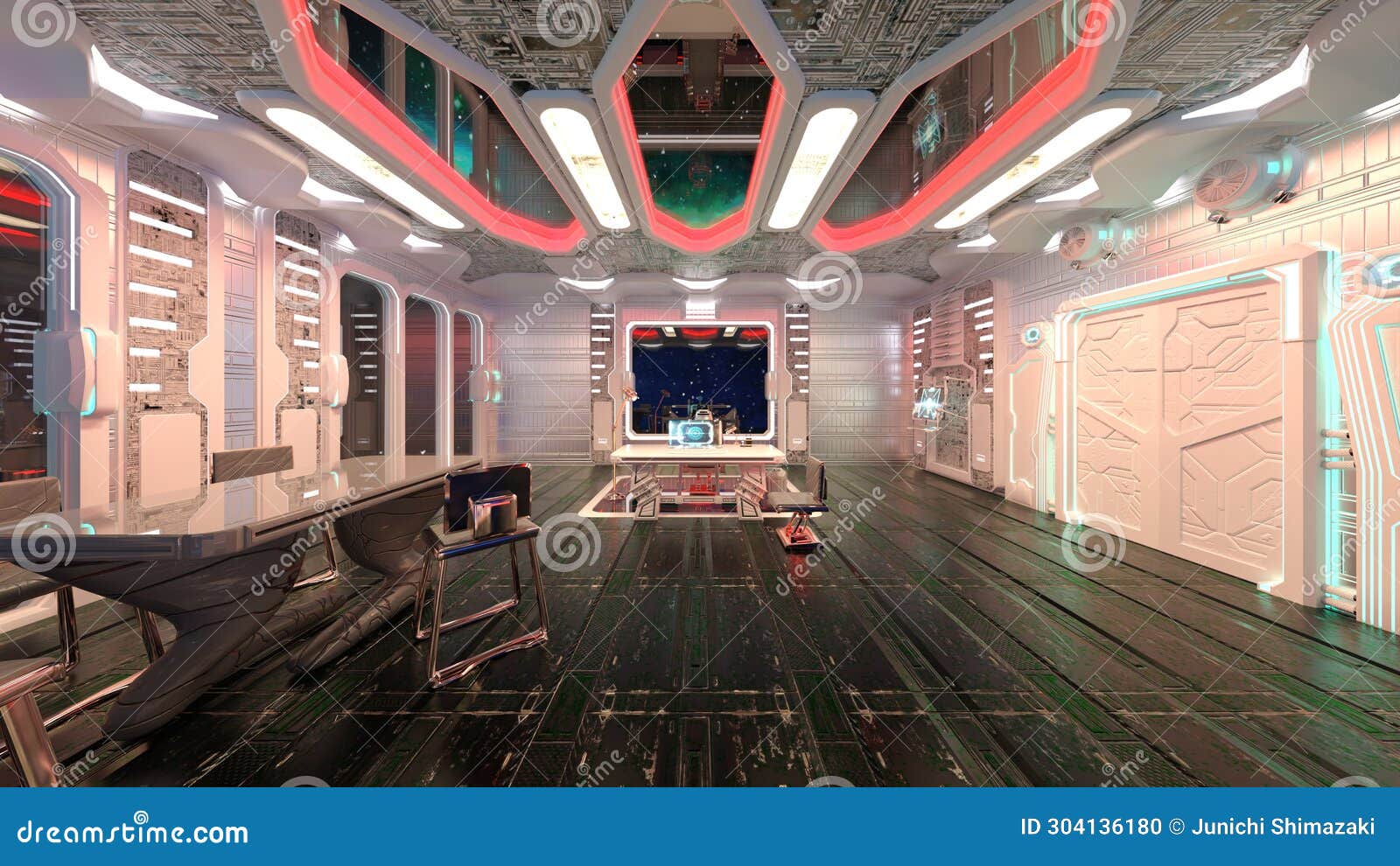 3D Rendering of the Bedroom in the Space Ship Stock Illustration ...