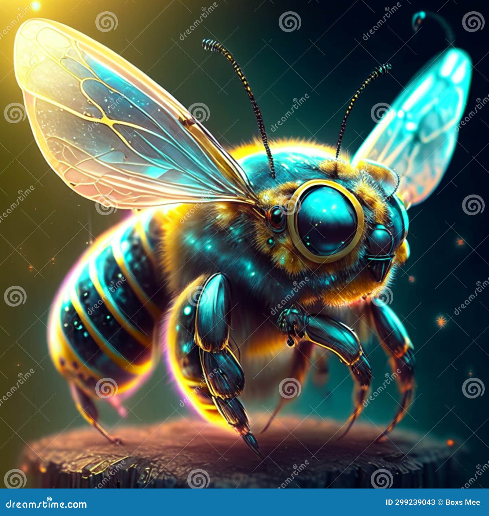 3d Rendering of a Bee on a Green Background with a Gradient AI ...