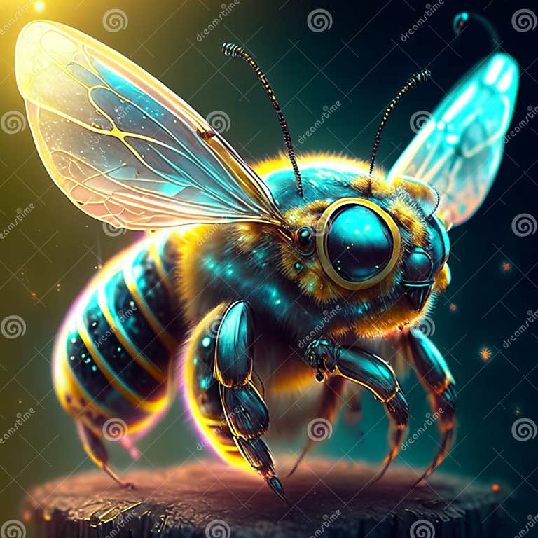 3d Rendering of a Bee on a Green Background with a Gradient AI ...