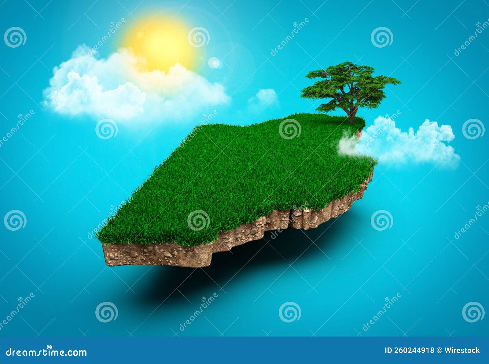 3D Rendering of the Belize Geological Map with Green Grass and Rock ...