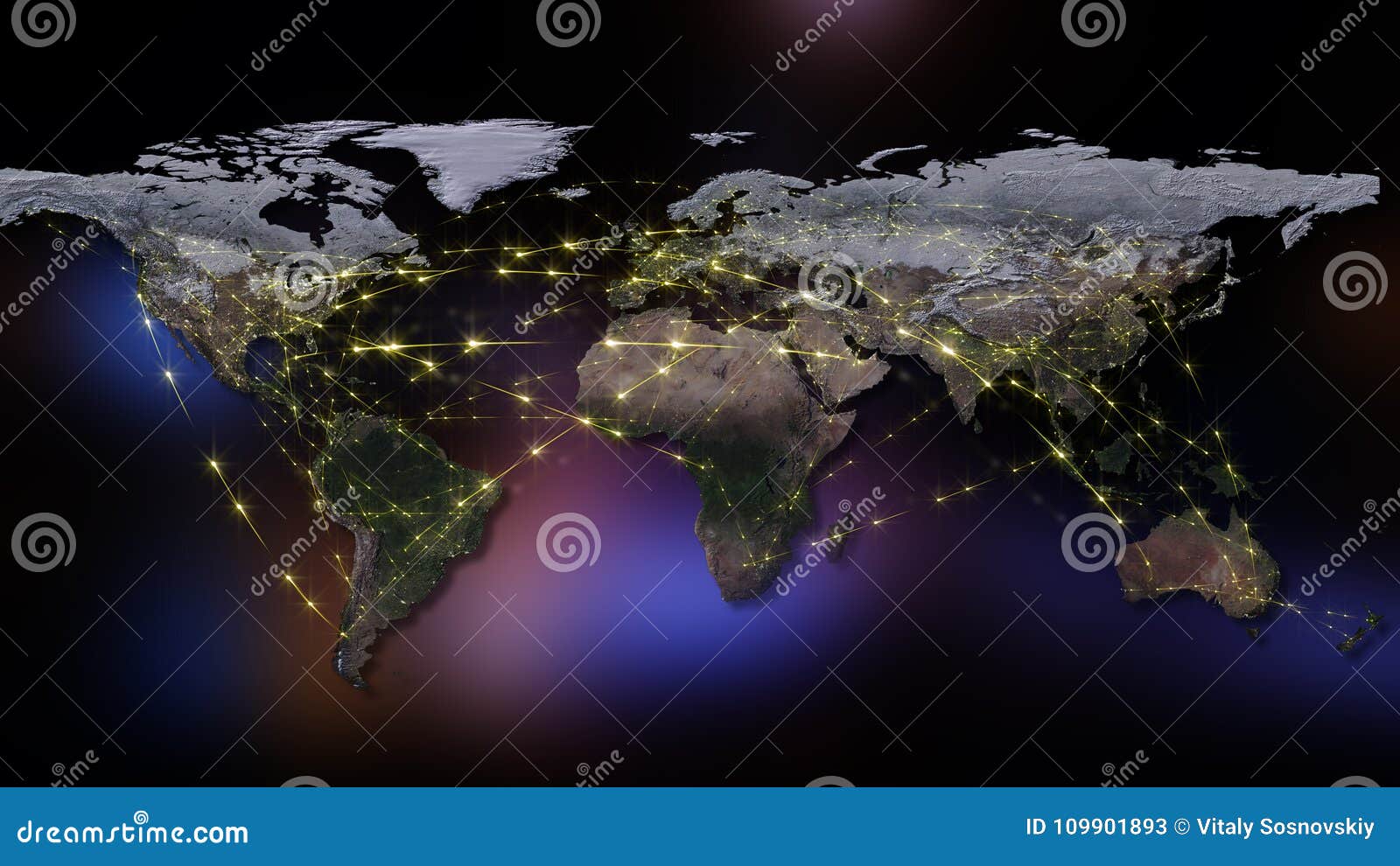 3D Rendering Abstract of World Network, Internet and Global Connection ...