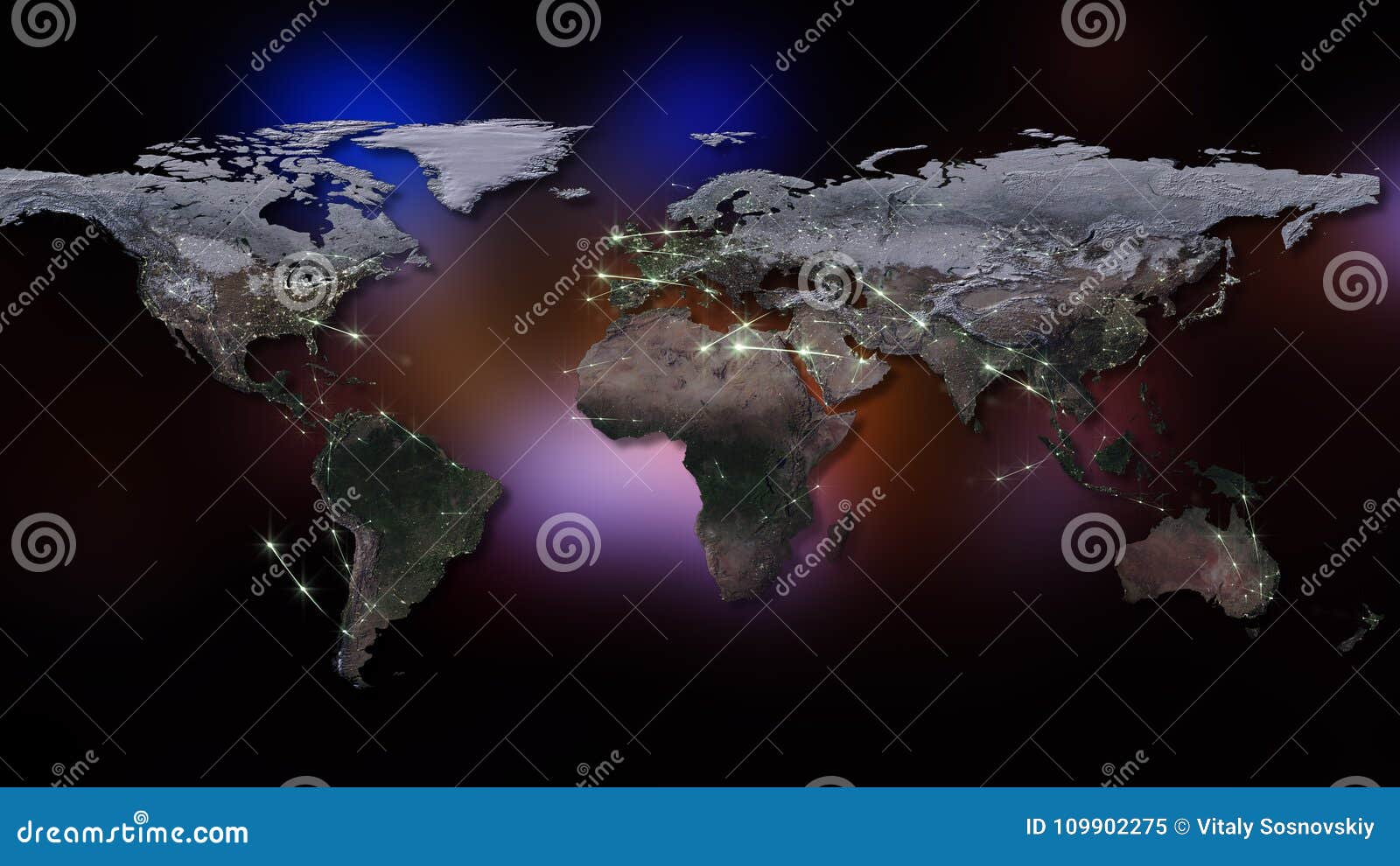 3D Rendering Abstract of World Network, Internet and Global Connection ...