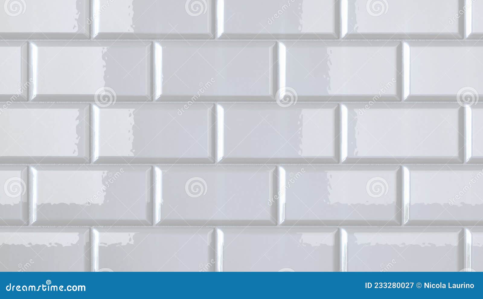 3d Rendering of Beveled Running Bond White Glossy Ceramic Tiles Stock ...