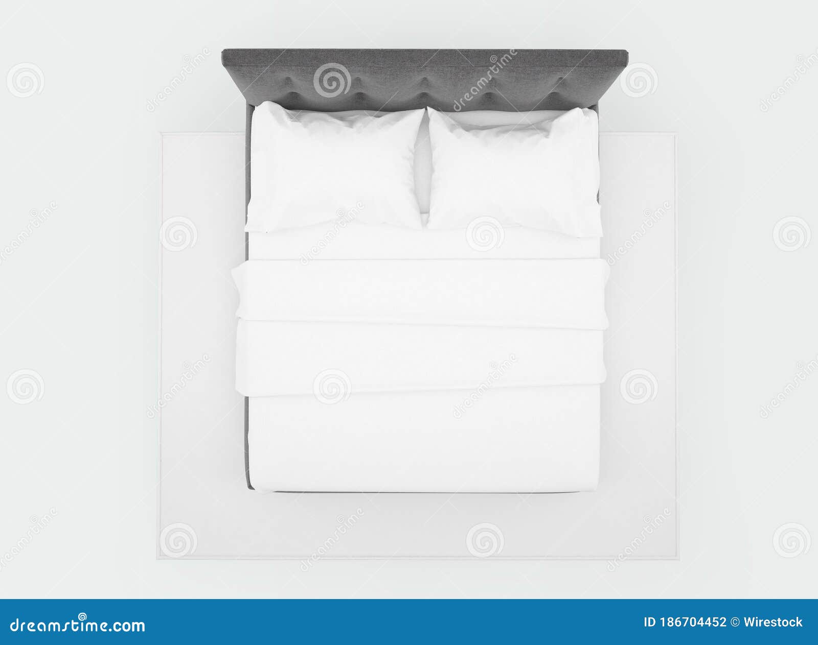 3D Rendering of a Big Bed Design Isolated on White Background Stock ...
