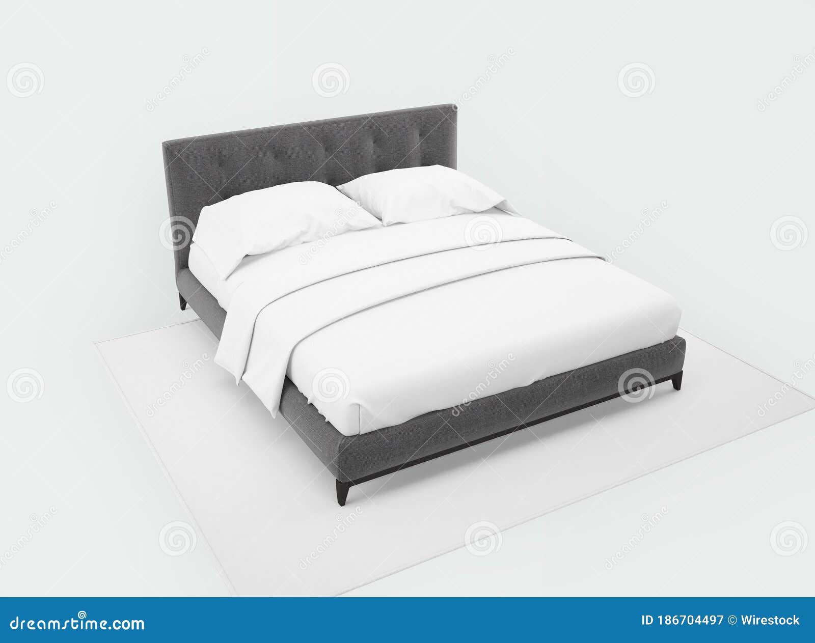 3D Rendering of a Big Bed Design Isolated on White Background Stock ...