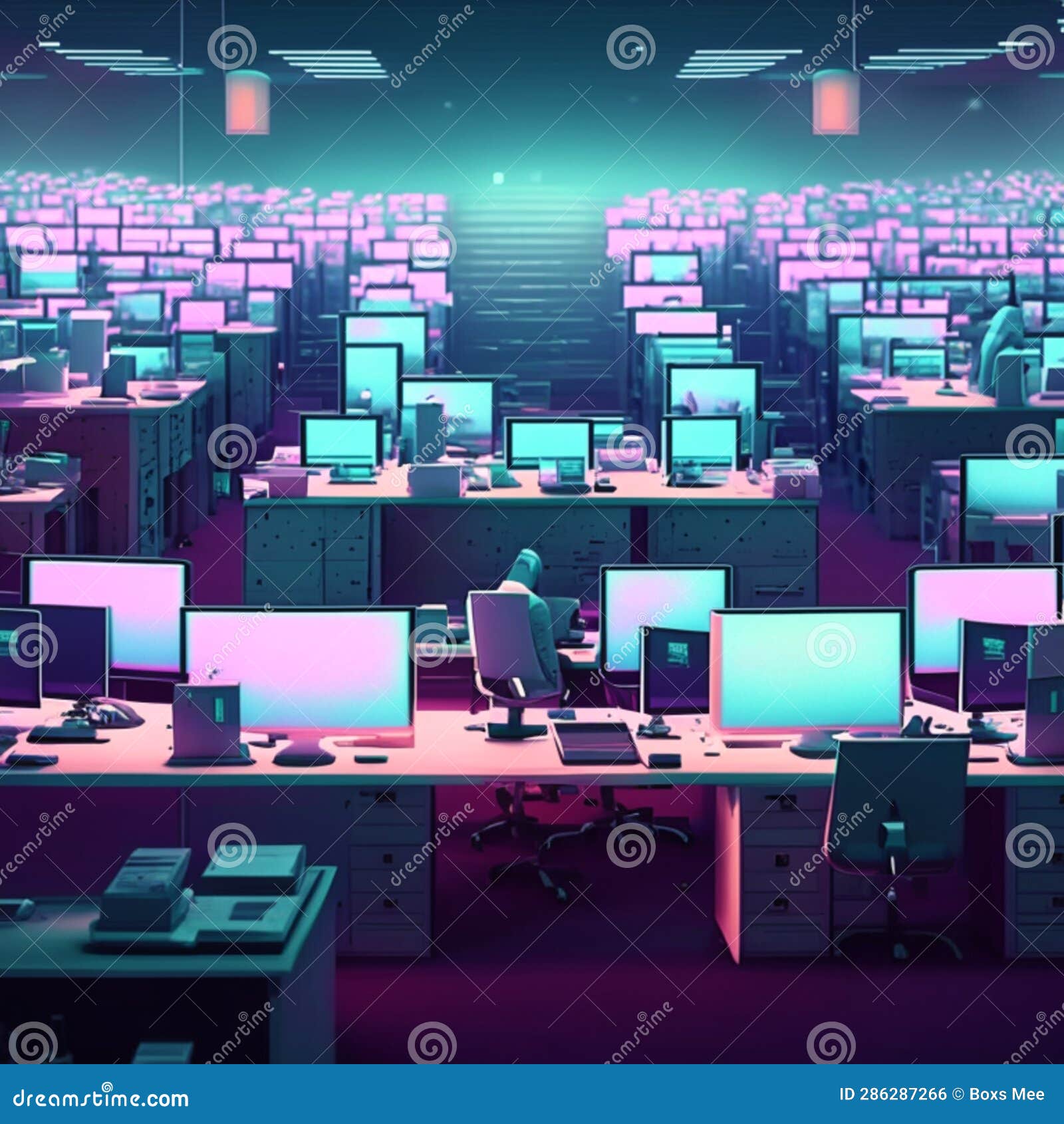 3d Rendering of Big Data Center with Lots of Computer Monitors. AI ...